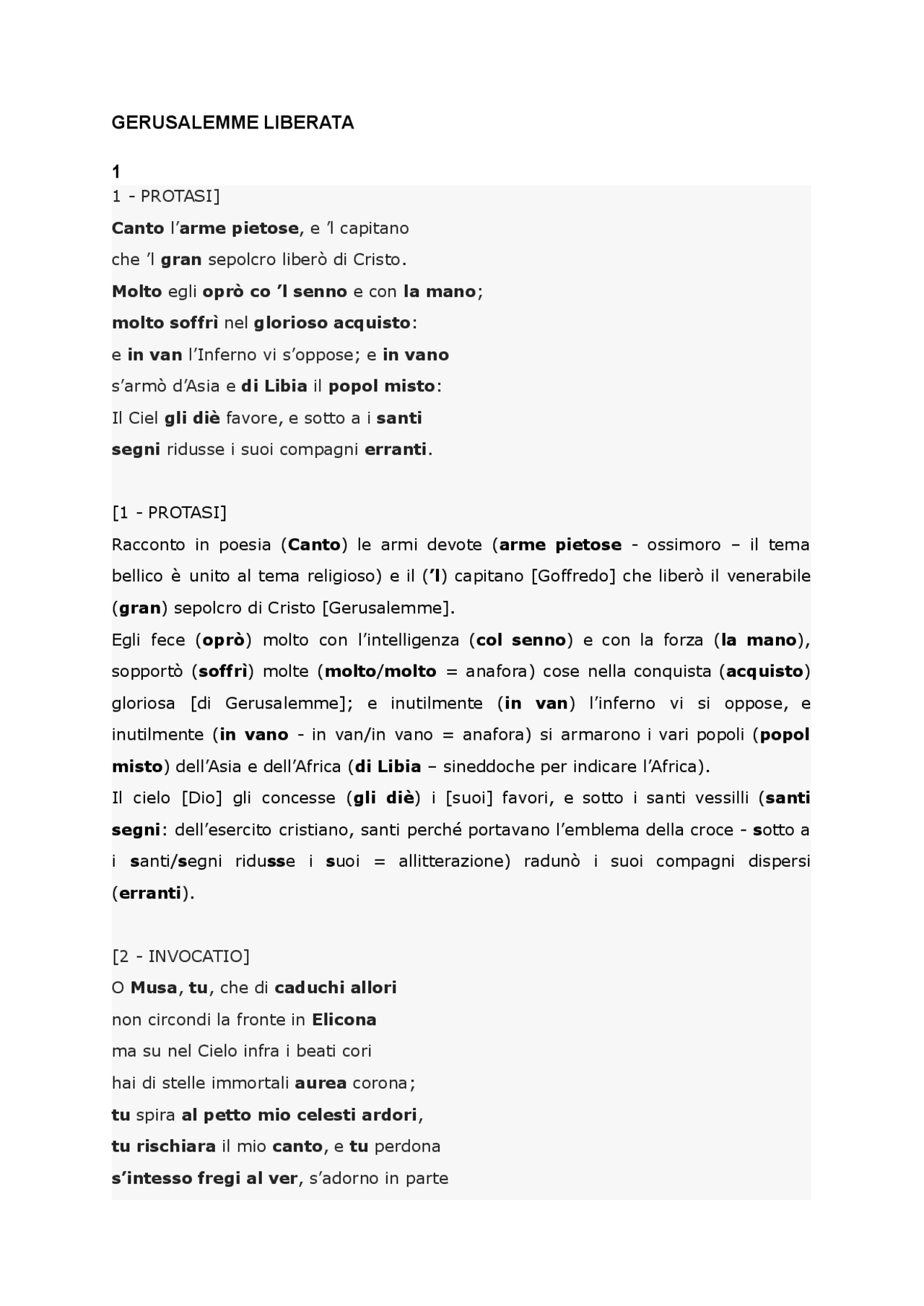 Parafrasi Gerusalemme Liberata Schemi E Mappe Concettuali Di