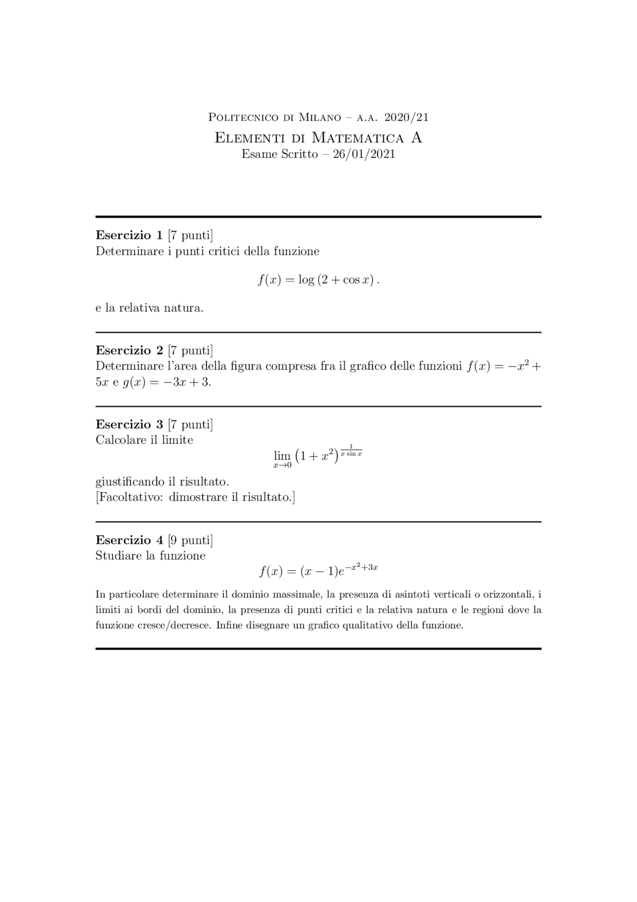 Prova Desame Di Matematica Prove Desame Di Matematica Generale