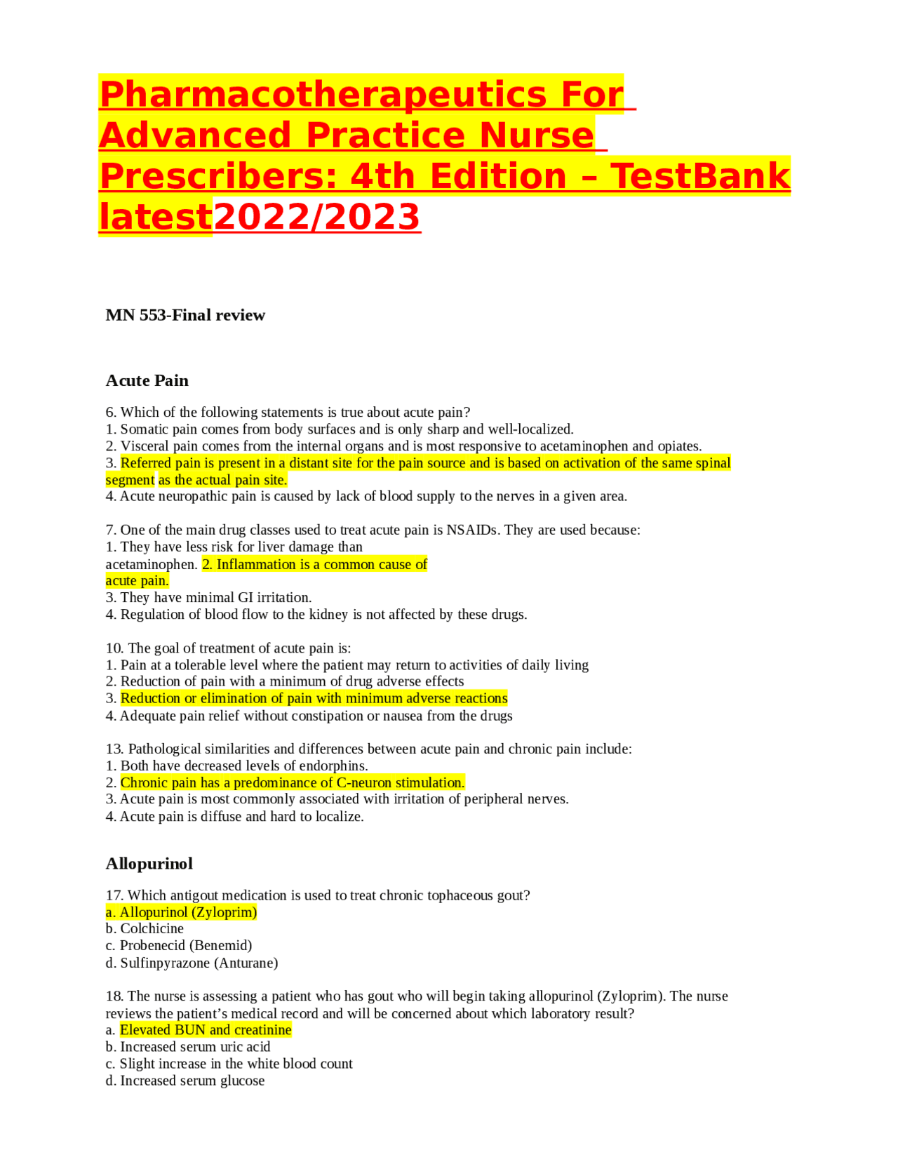Pharmacotherapeutics For Advanced Practice Nurse Prescribers: 4th ...