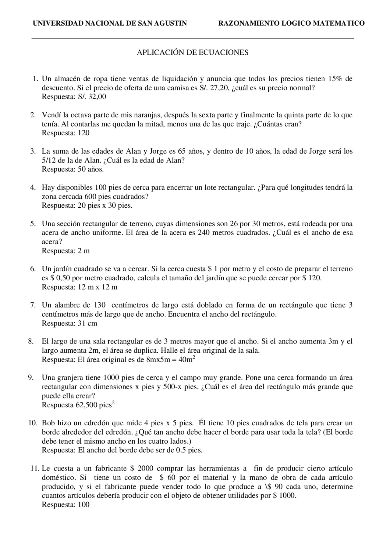 Ejercicios Ecuaciones Ejercicios De Matemáticas Docsity