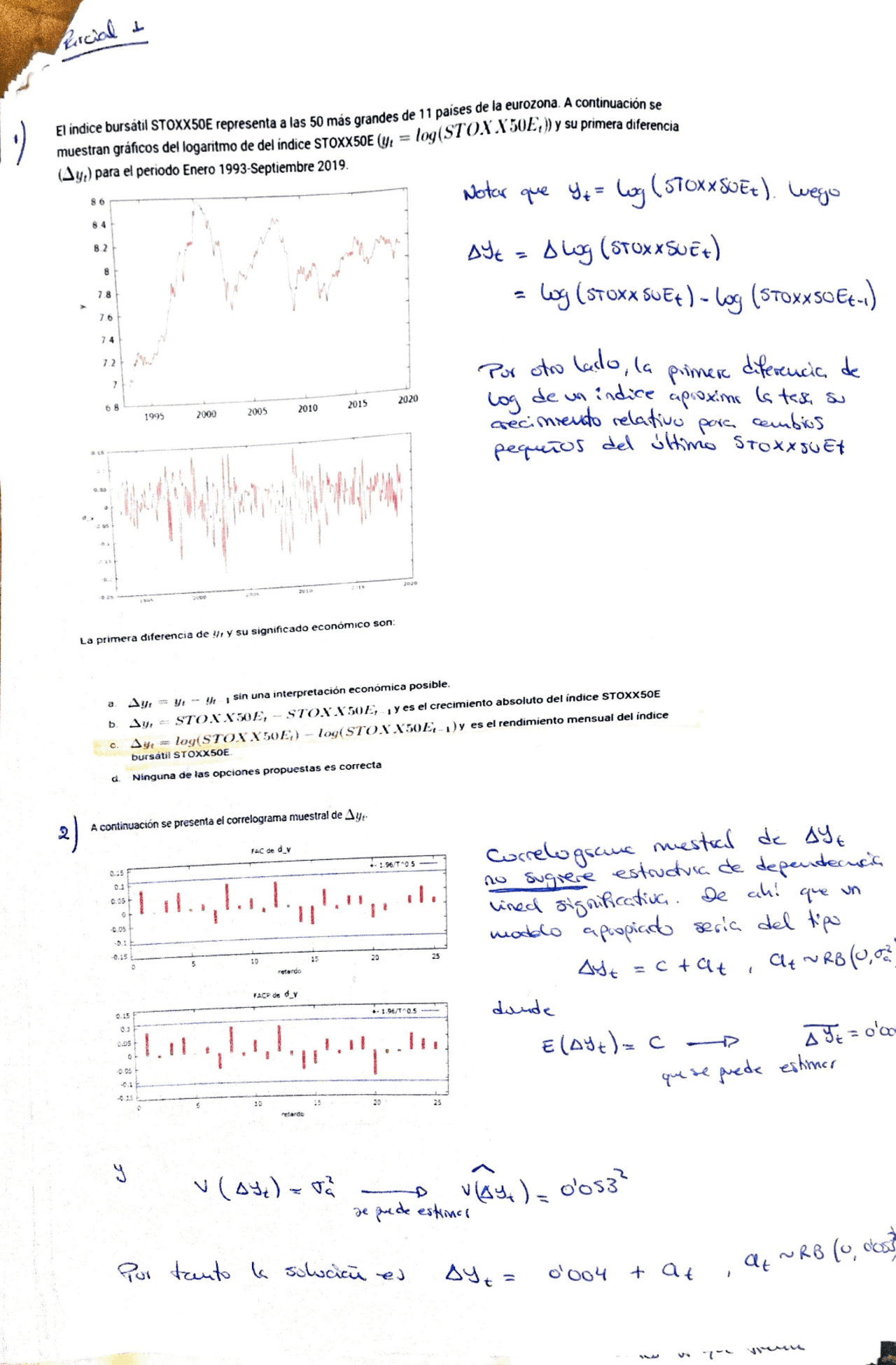 PARCIAL DE ECONOMETRIA II, RESULETO | Exámenes de Econometría | Docsity