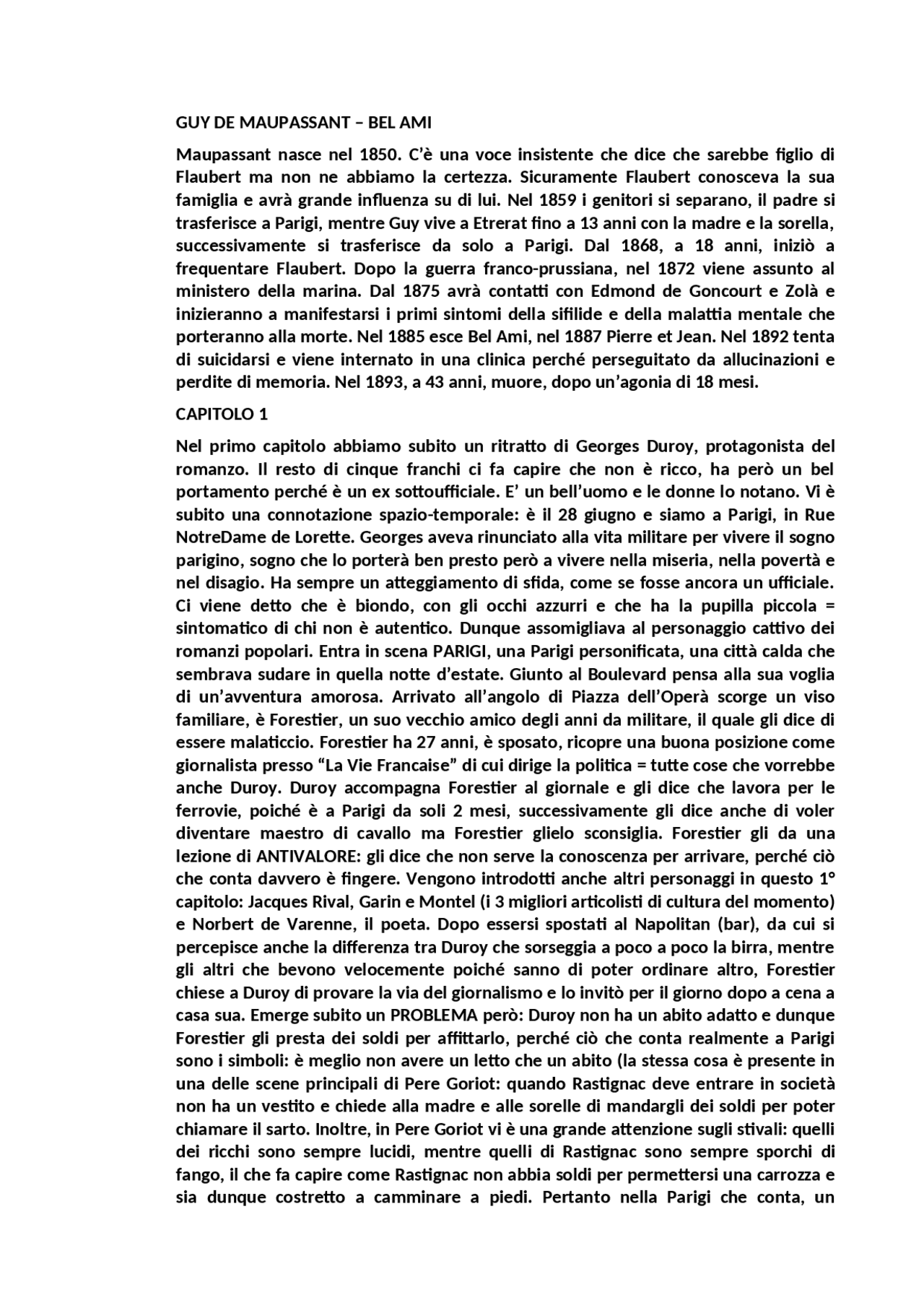 Appunti Guy De Maupassant Appunti Di Letteratura Francese Docsity