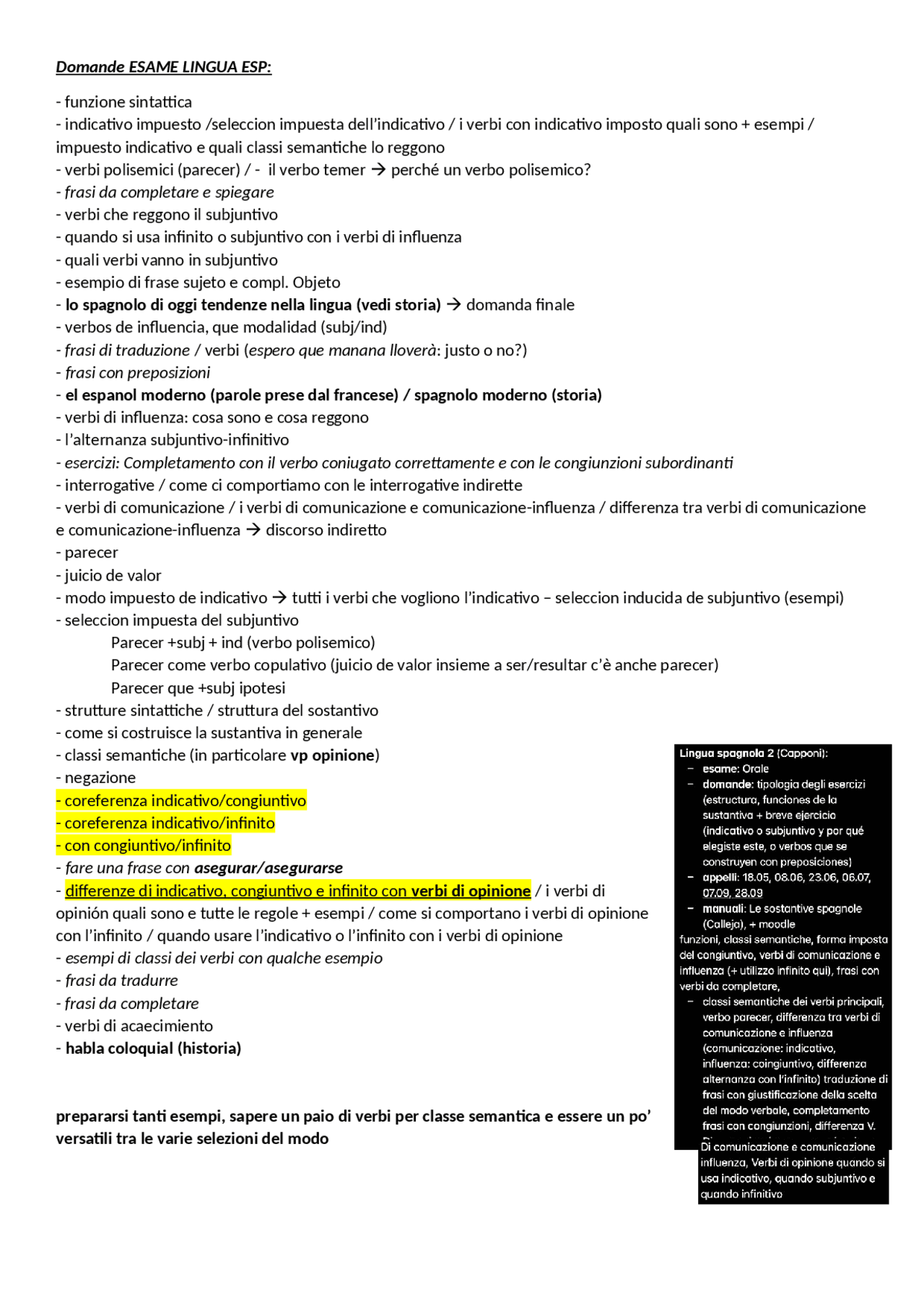 Domande Esame Lingua Spagnola Prove Desame Di Lingua Spagnola Docsity