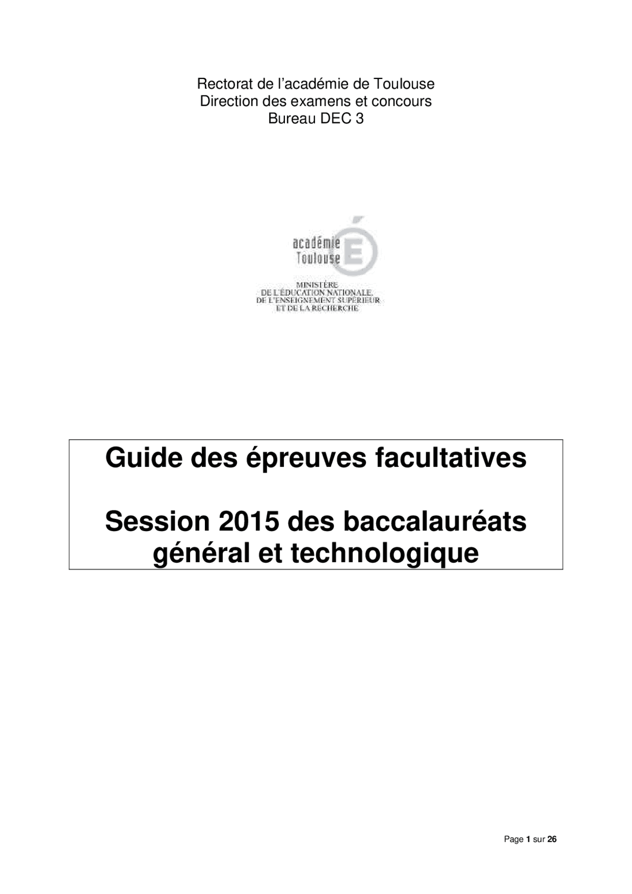 Guide Des épreuves Facultatives 2015 Notes Langues Docsity