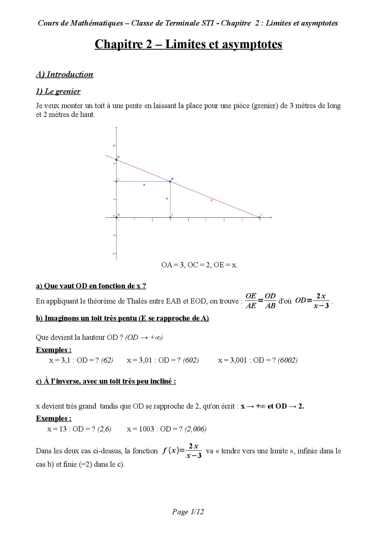 Chapitre 2 – Limites et asymptotes - Docsity