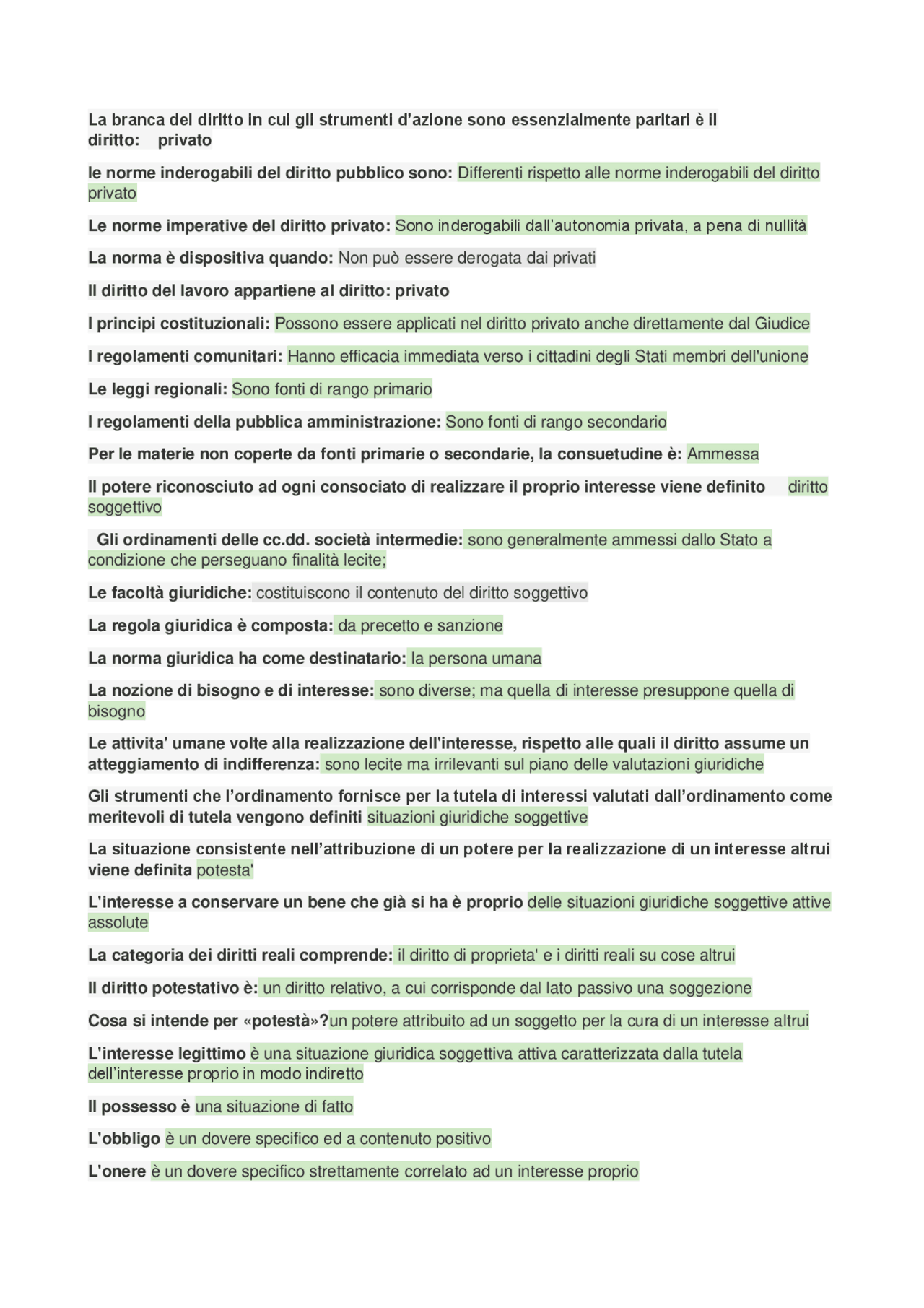 ISTITUZIONI DI DIRITTO PRIVATO | Prove d'esame di Diritto Privato | Docsity