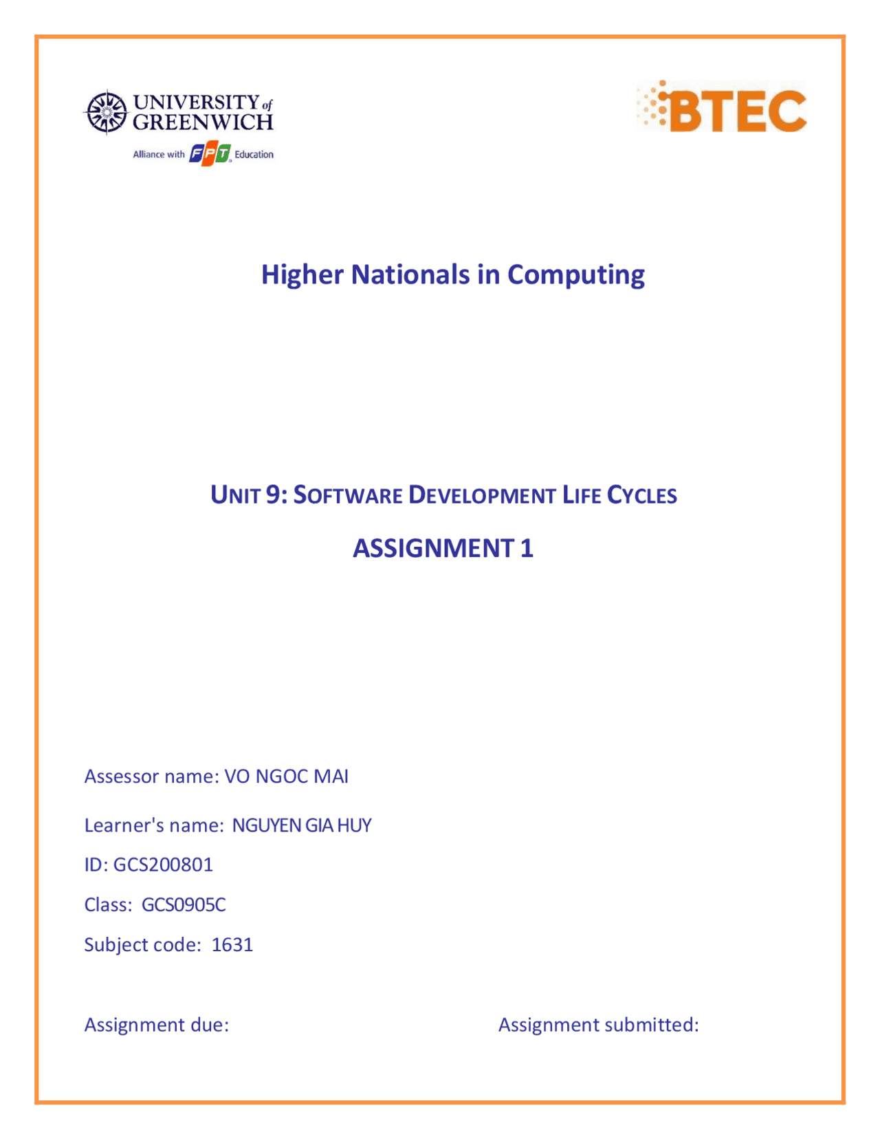 Software Development Life Cycle 1631 Asm 1 Assignments Software