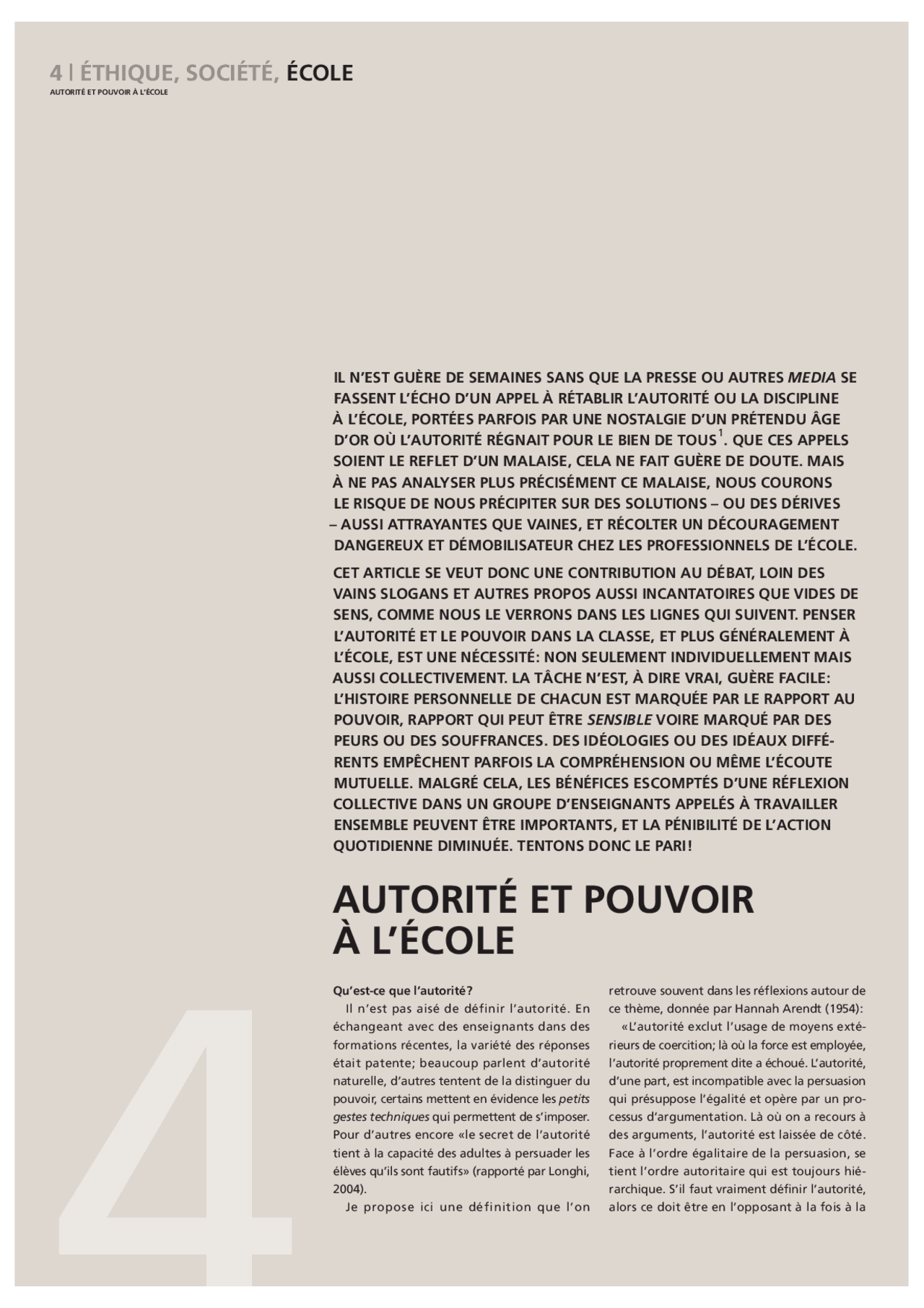 AUTORITÉ ET POUVOIR À L'ÉCOLE | Examens Pédagogie | Docsity