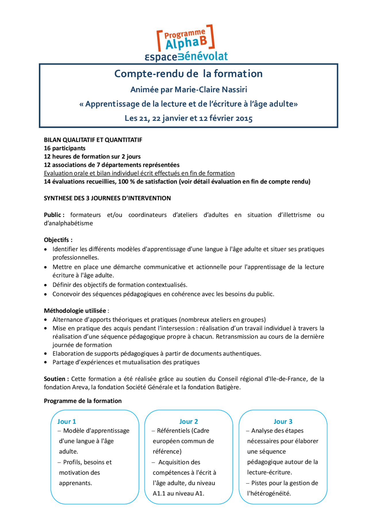 Compte-rendu de la formation | Examens Langue Française | Docsity