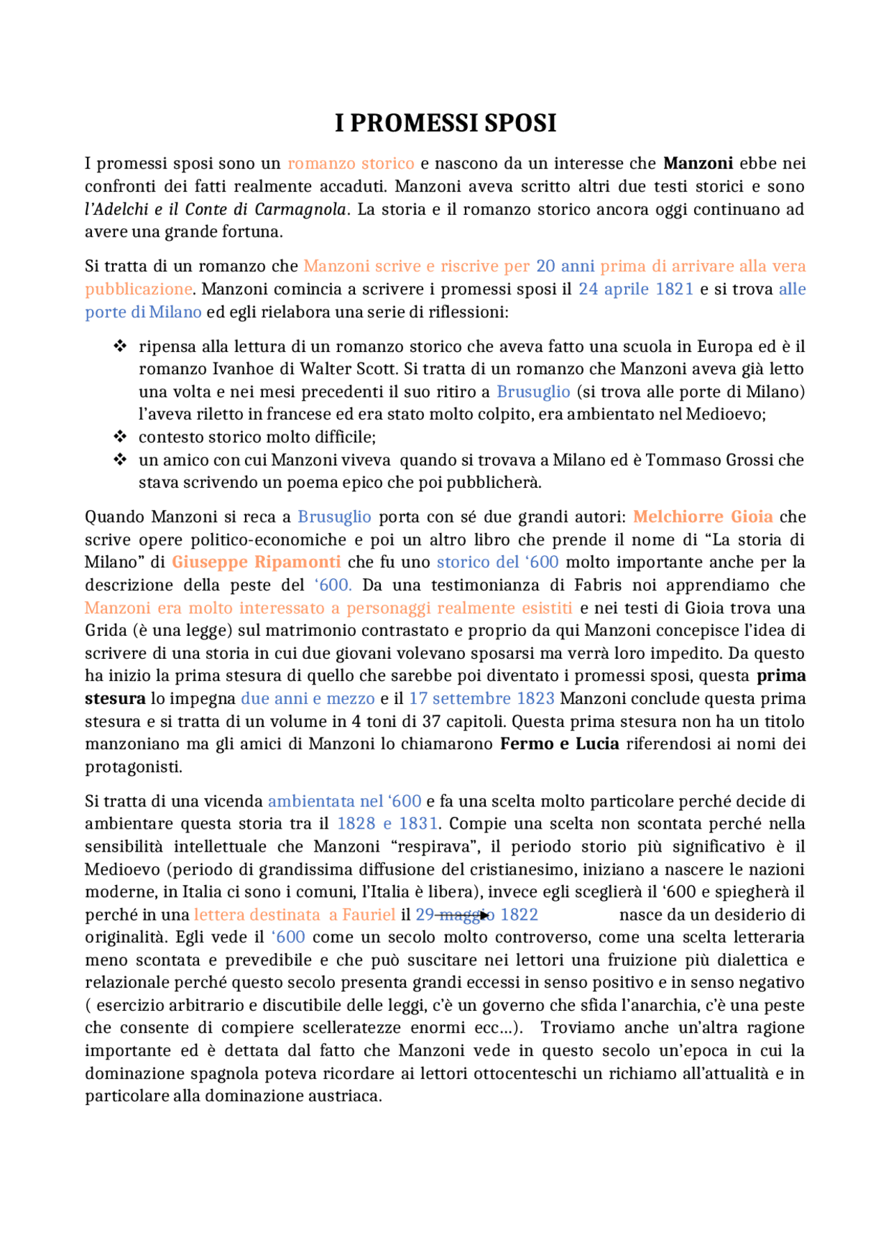 I Promessi Sposi - Prof. Paola Ponti | Appunti di Letteratura Italiana ...