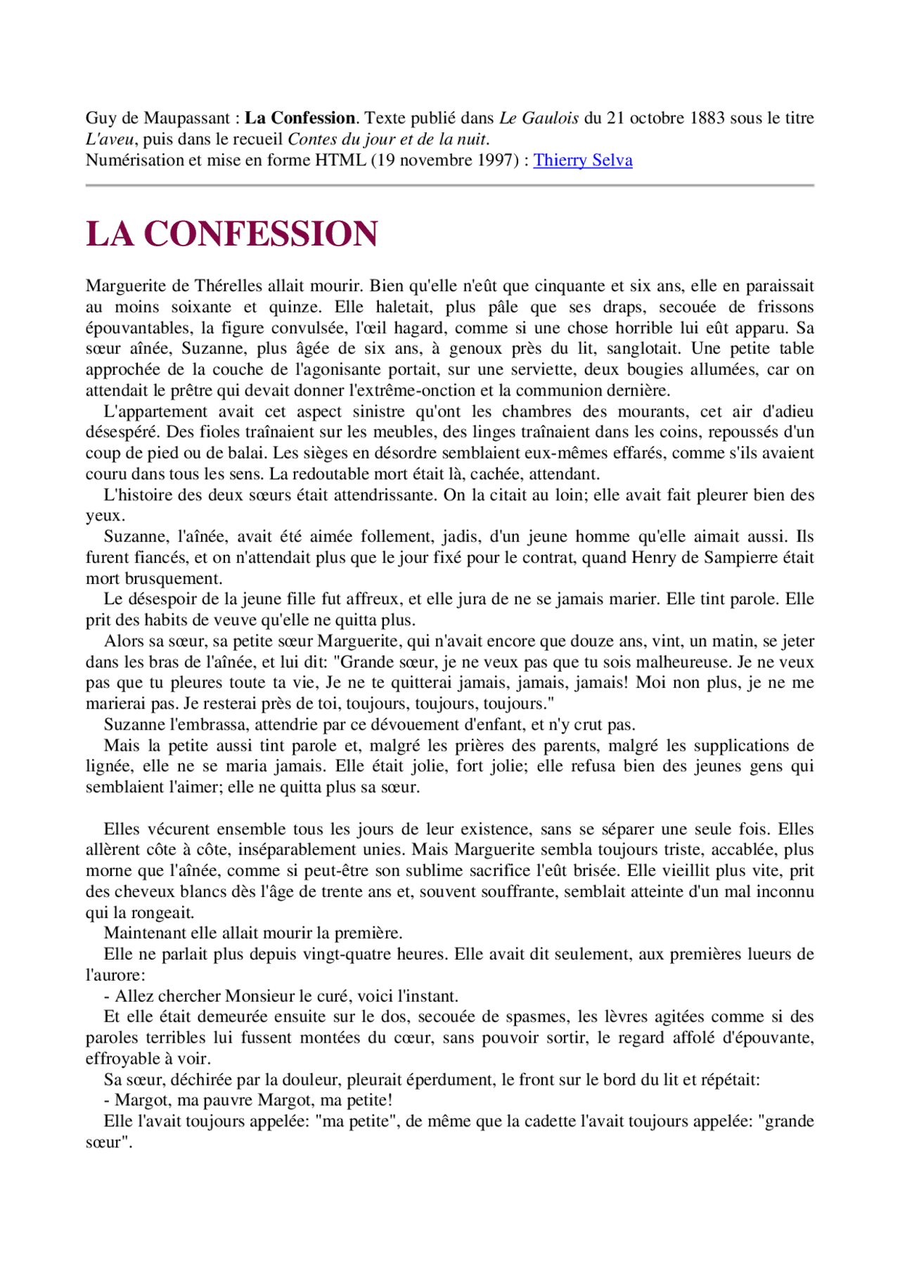 Guy de Maupassant : La Confession | Slides Histoire | Docsity