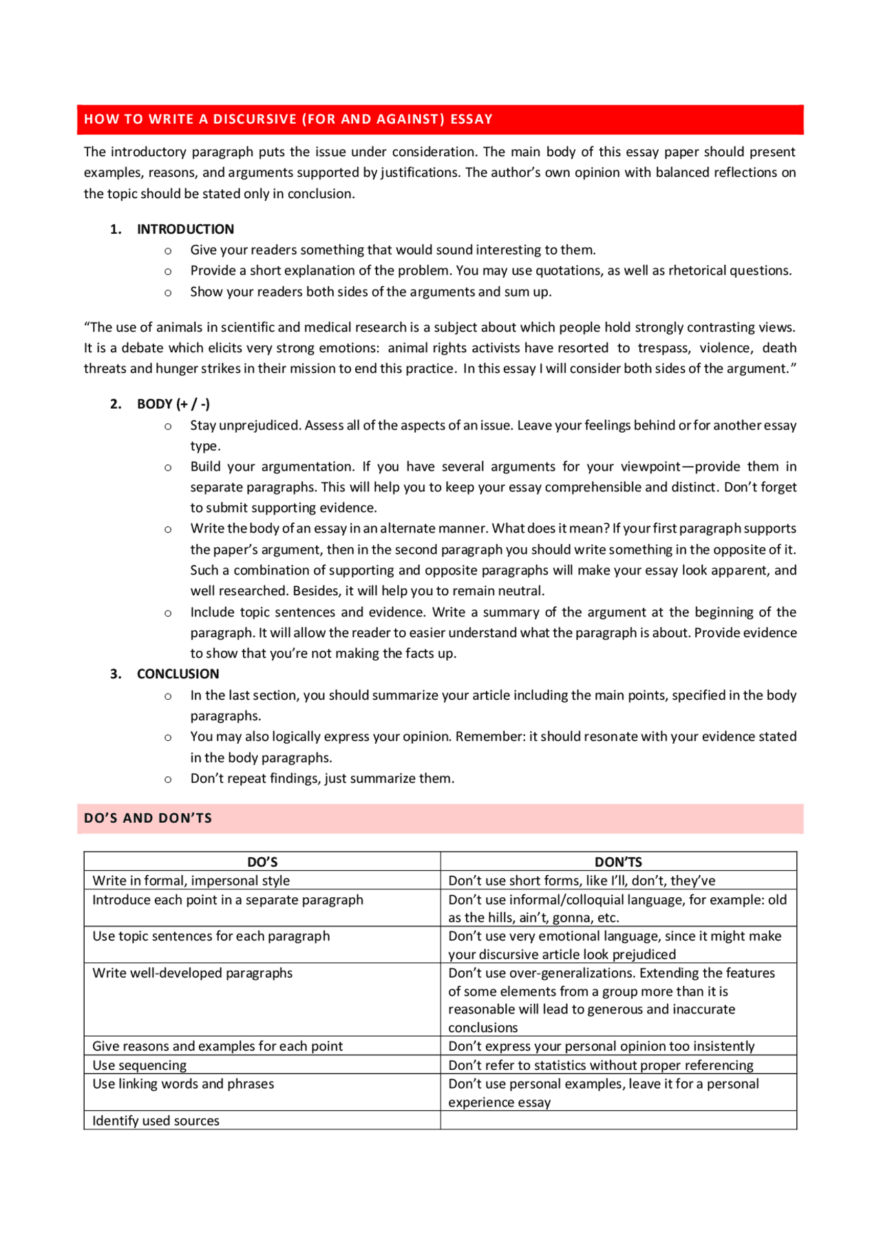 HOW TO WRITE A DISCURSIVE ESSAY - LEVEL B2 ADVANCED / C1 - Docsity