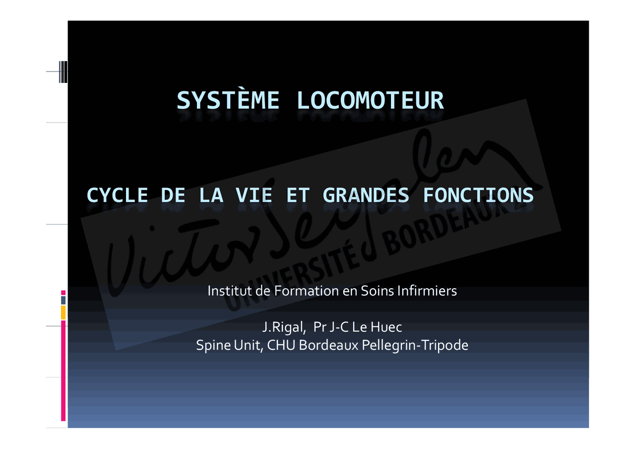 SYSTÈME LOCOMOTEUR | Notas de aula Crescimento | Docsity