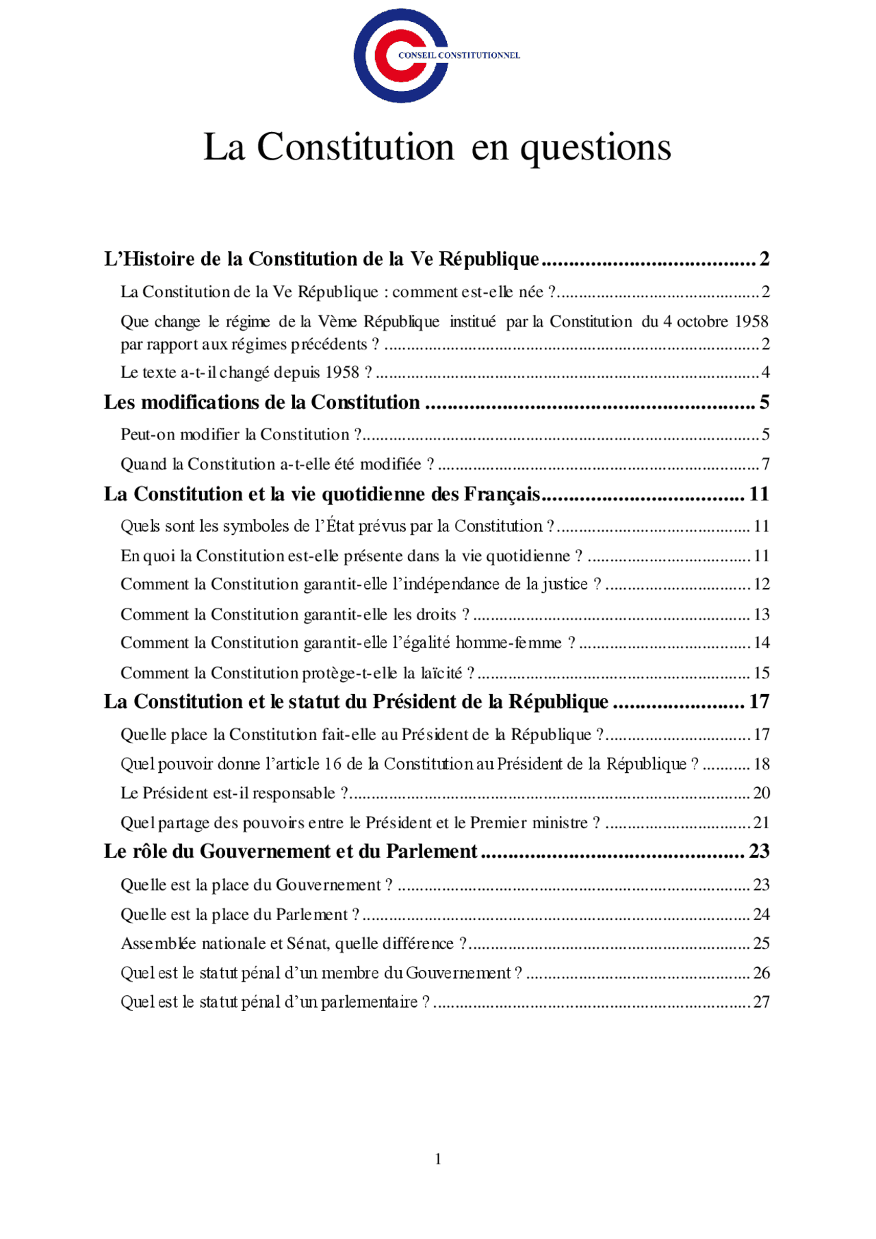 La Constitution En Questions Resúmenes Arte Docsity