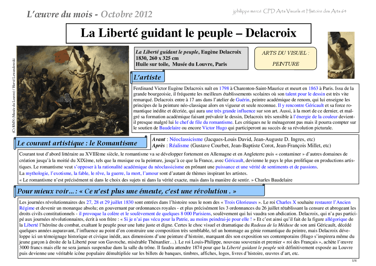 La Liberté guidant le peuple – Delacroix | Schémas Histoire | Docsity