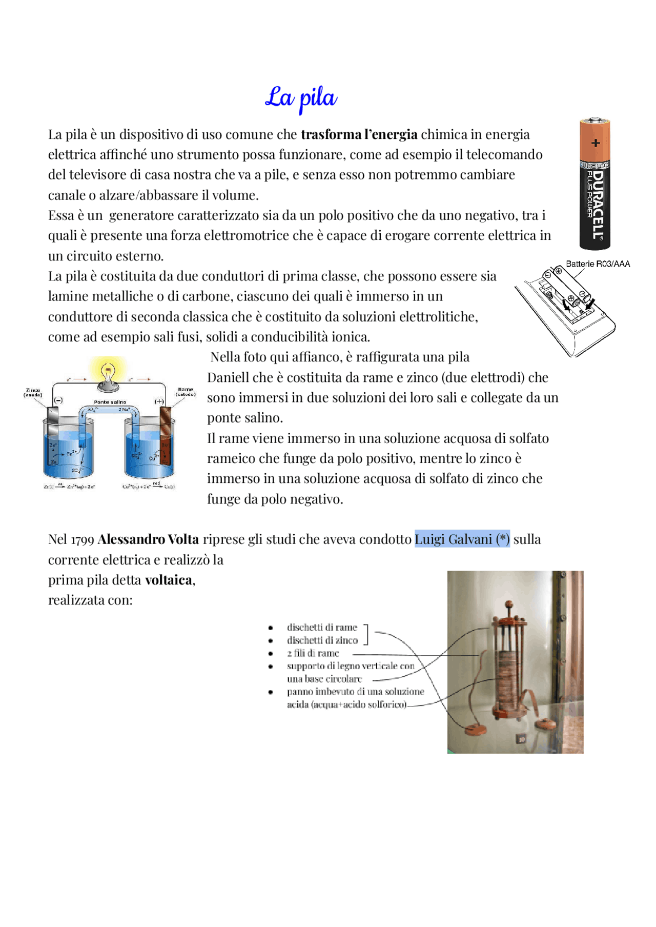 La pila (origini e caratteristiche) | Schemi e mappe concettuali di ...