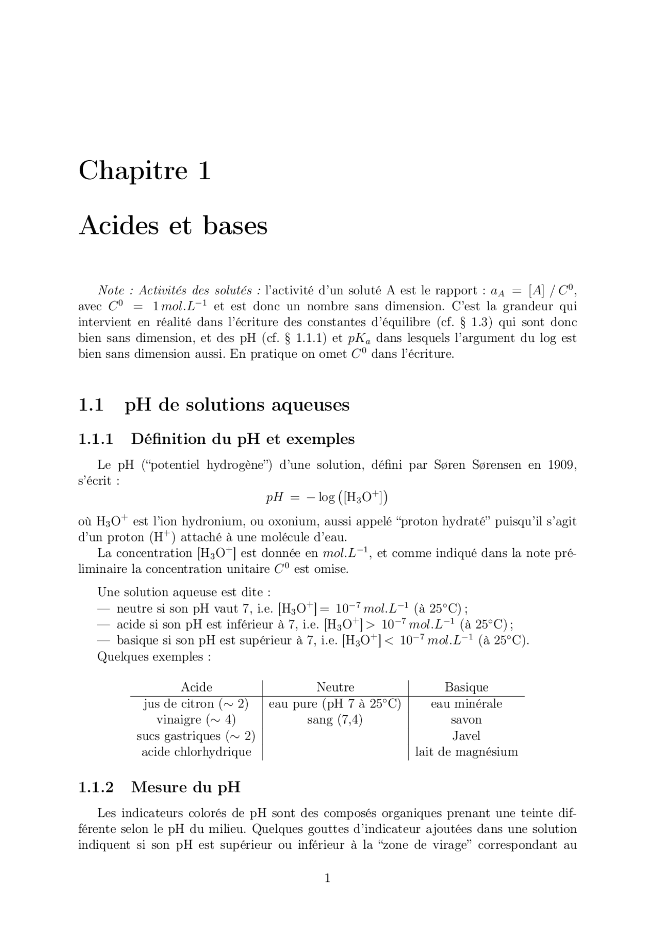 Chapitre 1 Acides Et Bases Slides Évolution Docsity