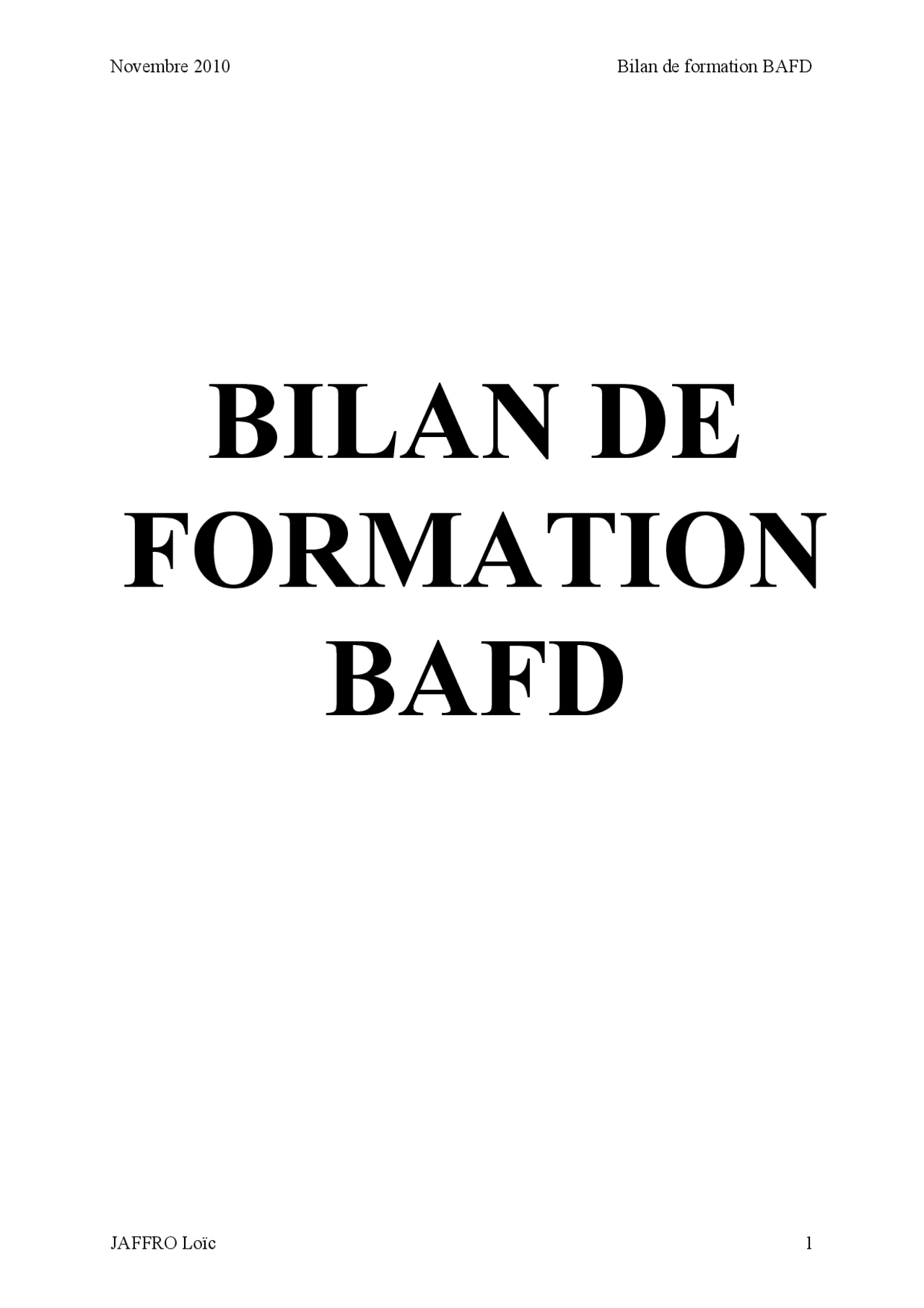 Bilan de formation BAFD | Résumés Évolution | Docsity