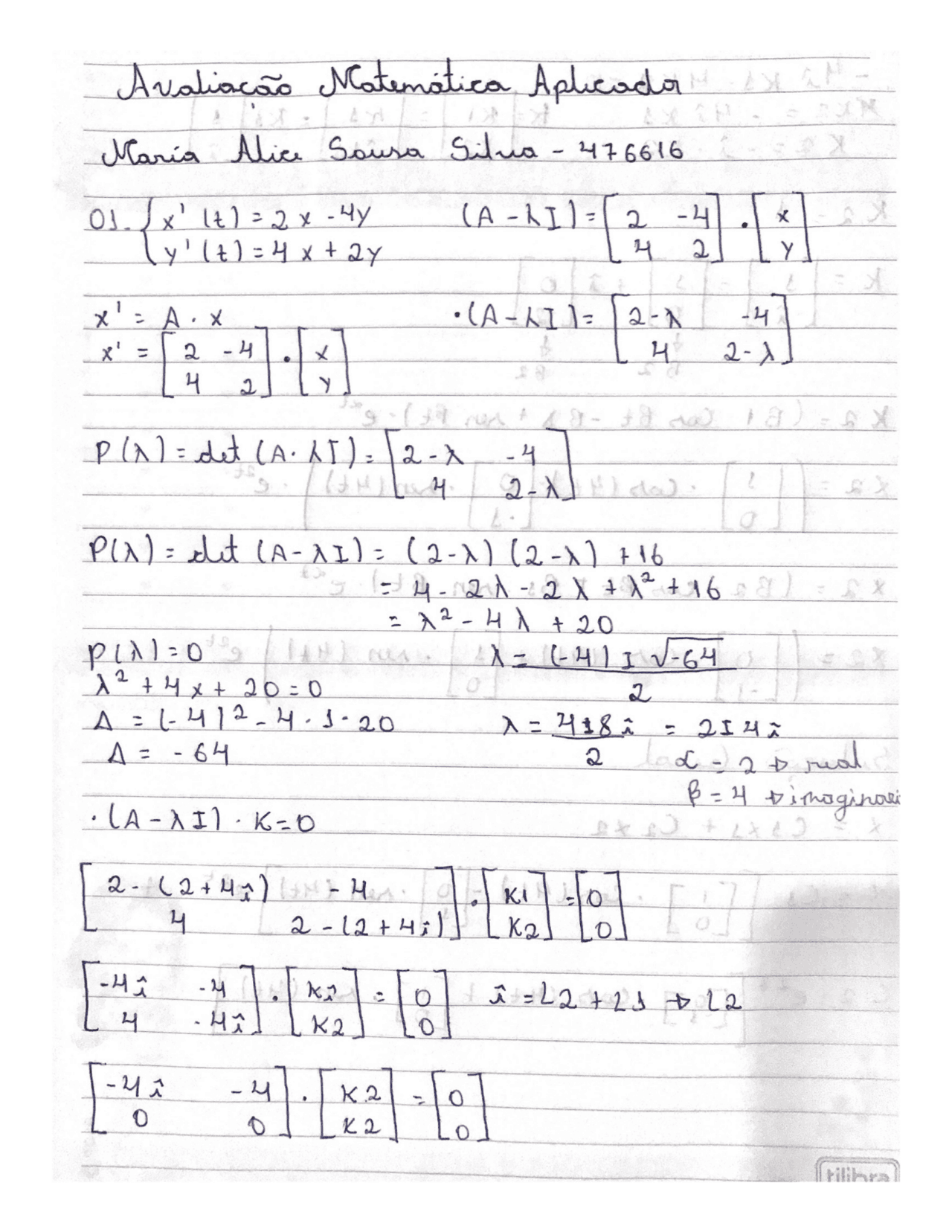 Avaliação De Matematica Aplicada Provas Matemática Aplicada Docsity