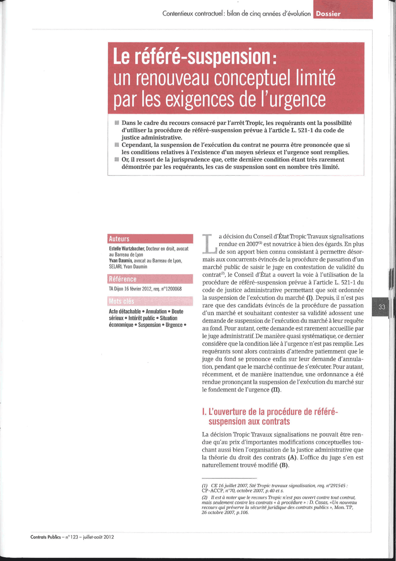 Le référé-suspension: | Résumés Droit | Docsity