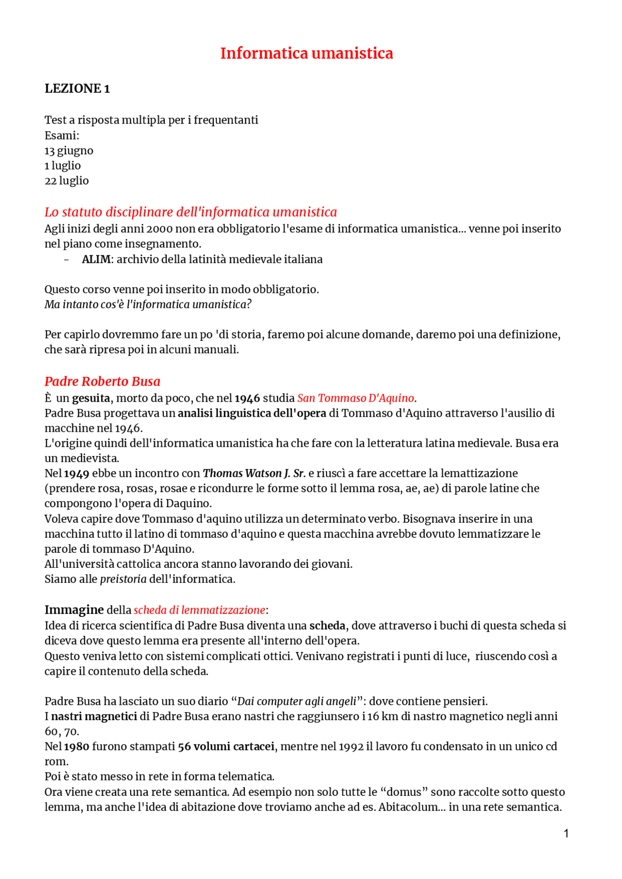 Informatica Umanistica (lezioni 2022 con Brugnoli) | Appunti di ...