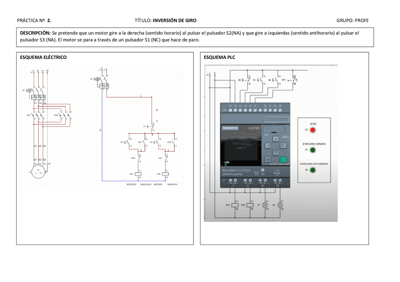 Practica de inversion de giro | Ejercicios de Tecnología Industrial ...