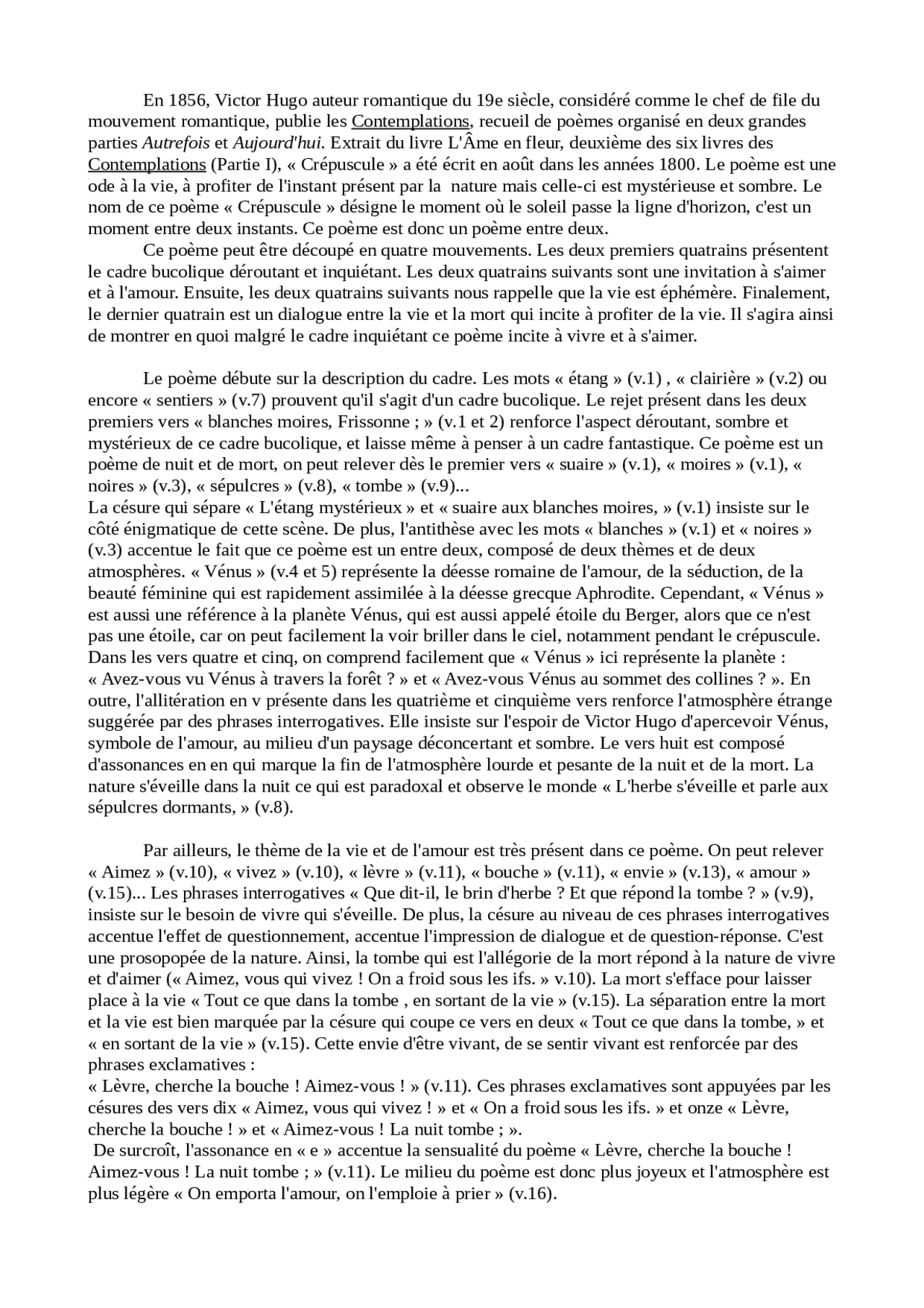 Analyse Linéaire Crépuscule Maturité Tests Effectués Français Docsity
