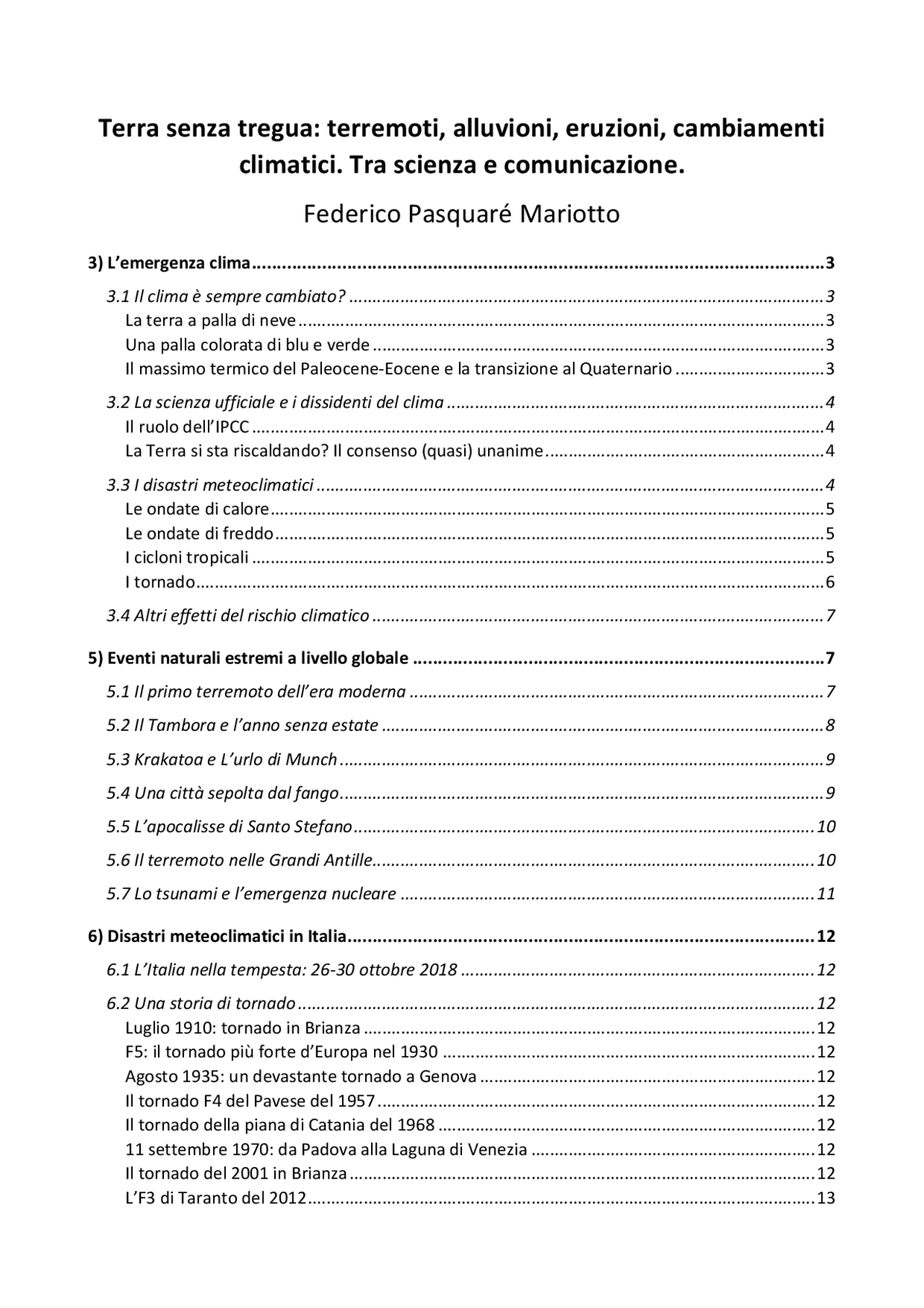 Riassunto Terra senza tregua, Comunicazione delle Emergenze Ambientali ...
