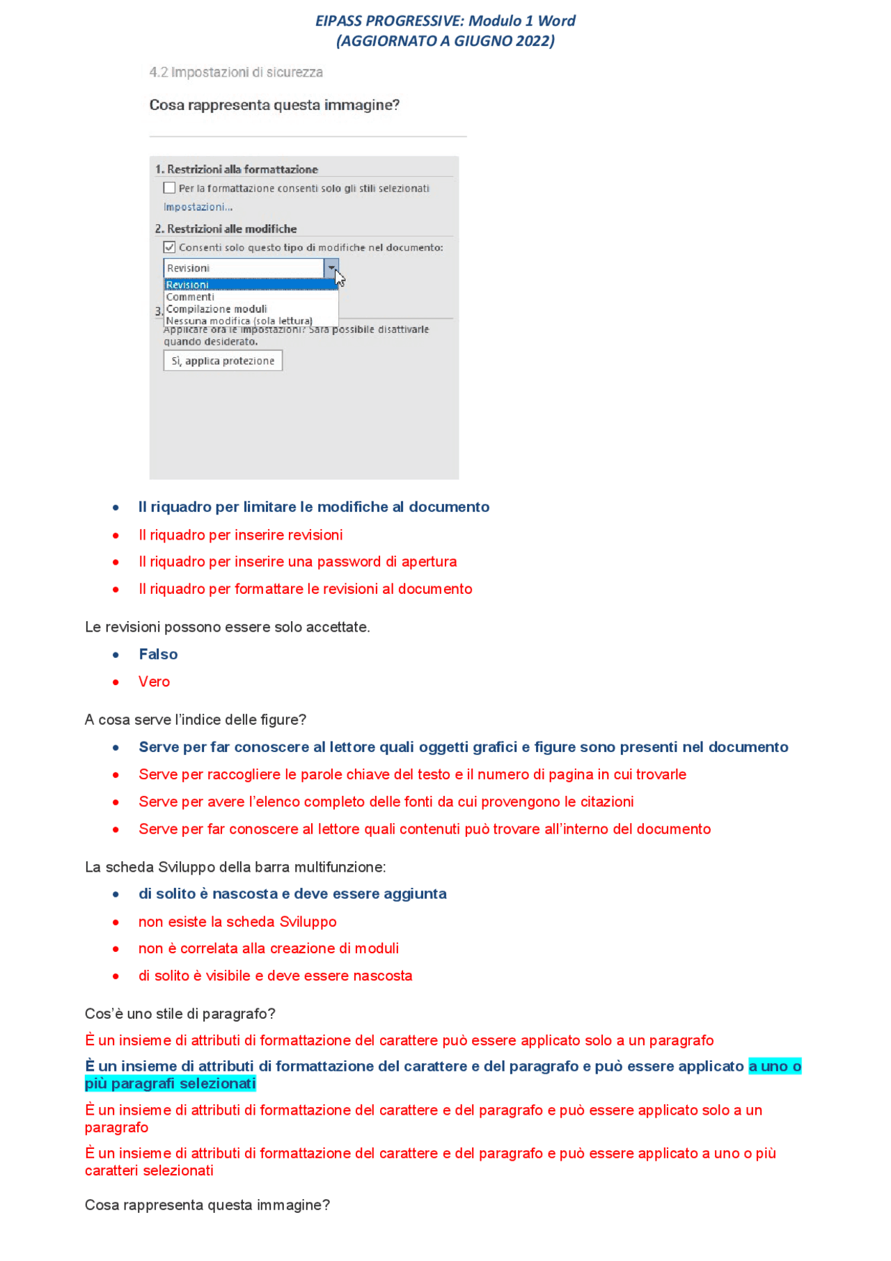 EIPASS PROGRESSIVE MODULO 1 WORD Aggiornato a Giugno 2022 | Prove d'esame di Informatica ...