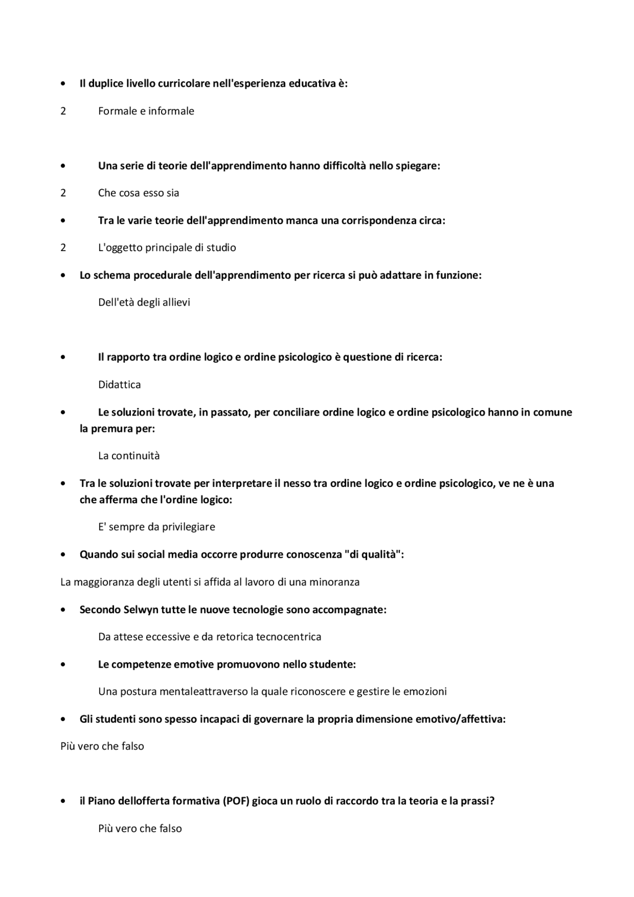 Domande e Risposte sulla Didattica e l'Apprendimento: Un'analisi di Teorie e Metodi | Esercizi ...