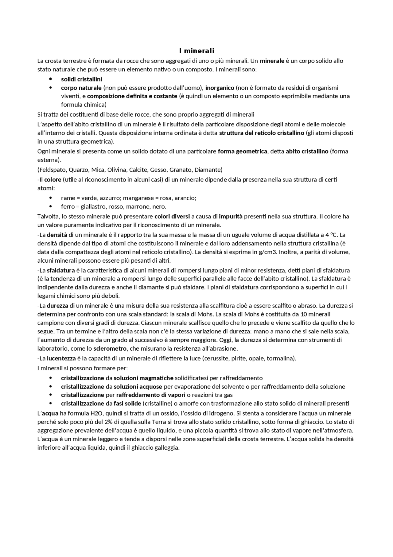 Minerali: Proprietà, Formazione e Caratteristiche | Lecture notes ...