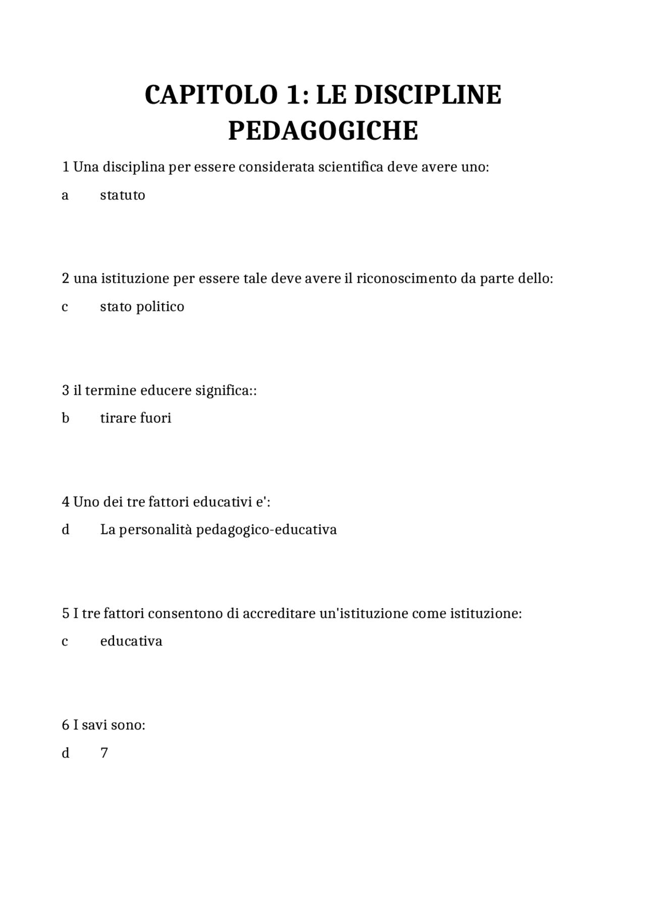 Unipegaso Storia Delle Istituzione Educative Domande Esame