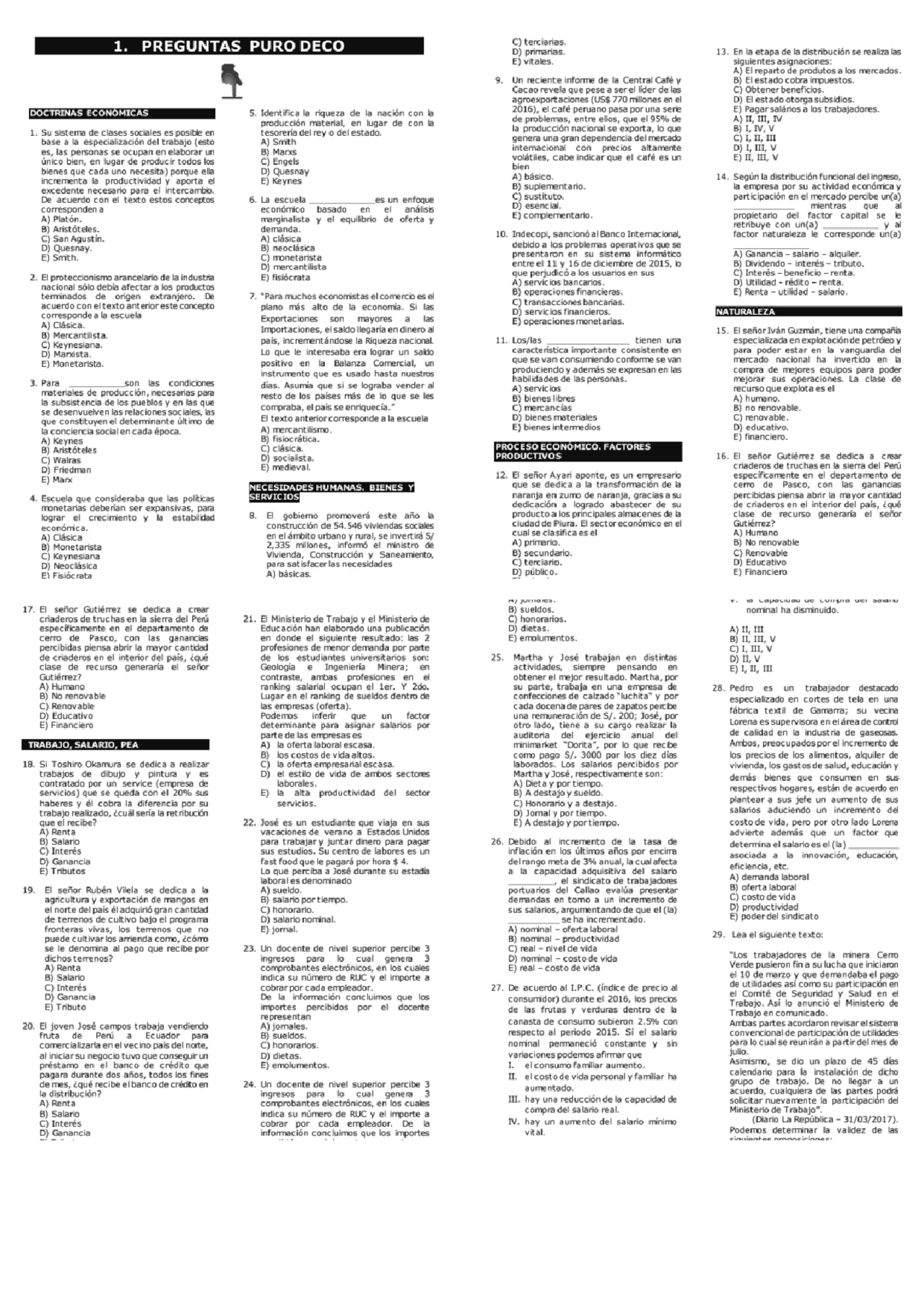 Ejercios de practica para el curso de economia - Docsity