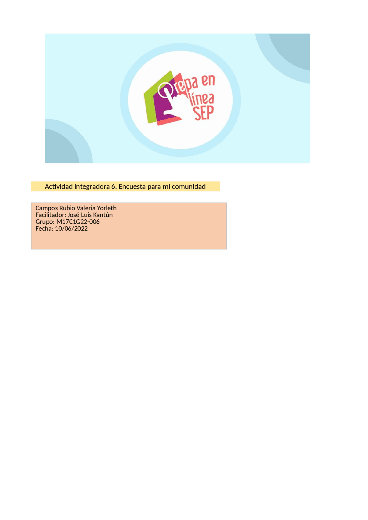 Actividad Integradora 6 Encuesta Para Mi Comunidad Apuntes De