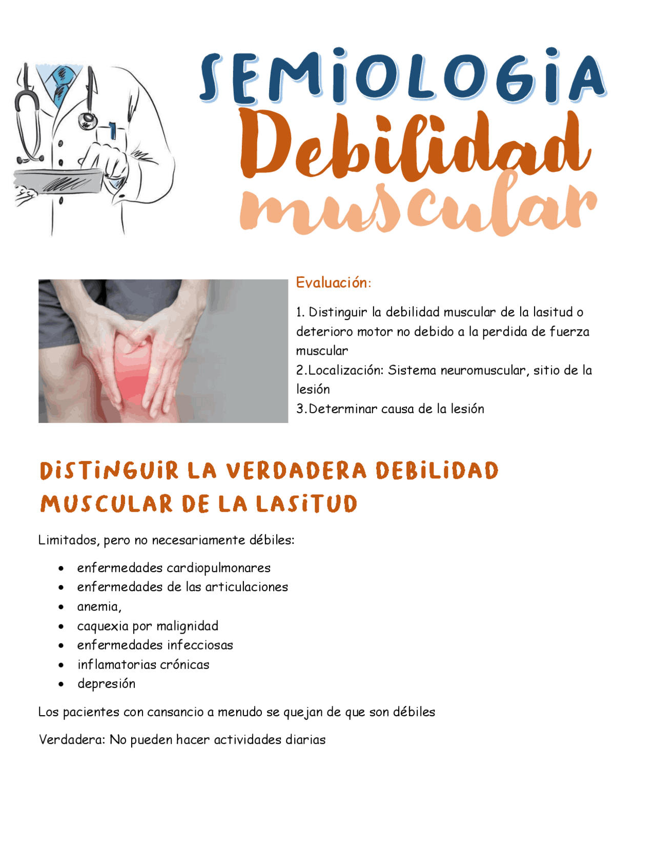 Debilidad muscular resumen de UpToDate | Resúmenes de Semiología | Docsity