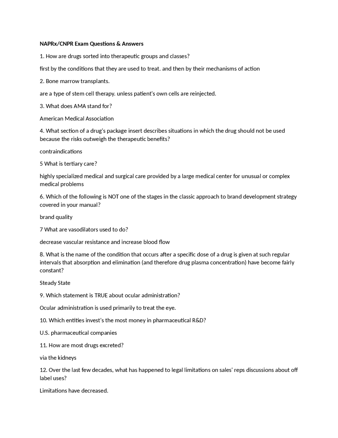 NAPRx/CNPR Exam Questions & Answers 2022 | Exams Nursing - Docsity