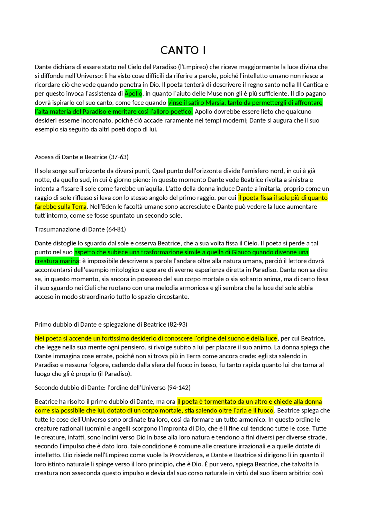 Paradiso Di Dante Commento Appunti Di Italiano Docsity