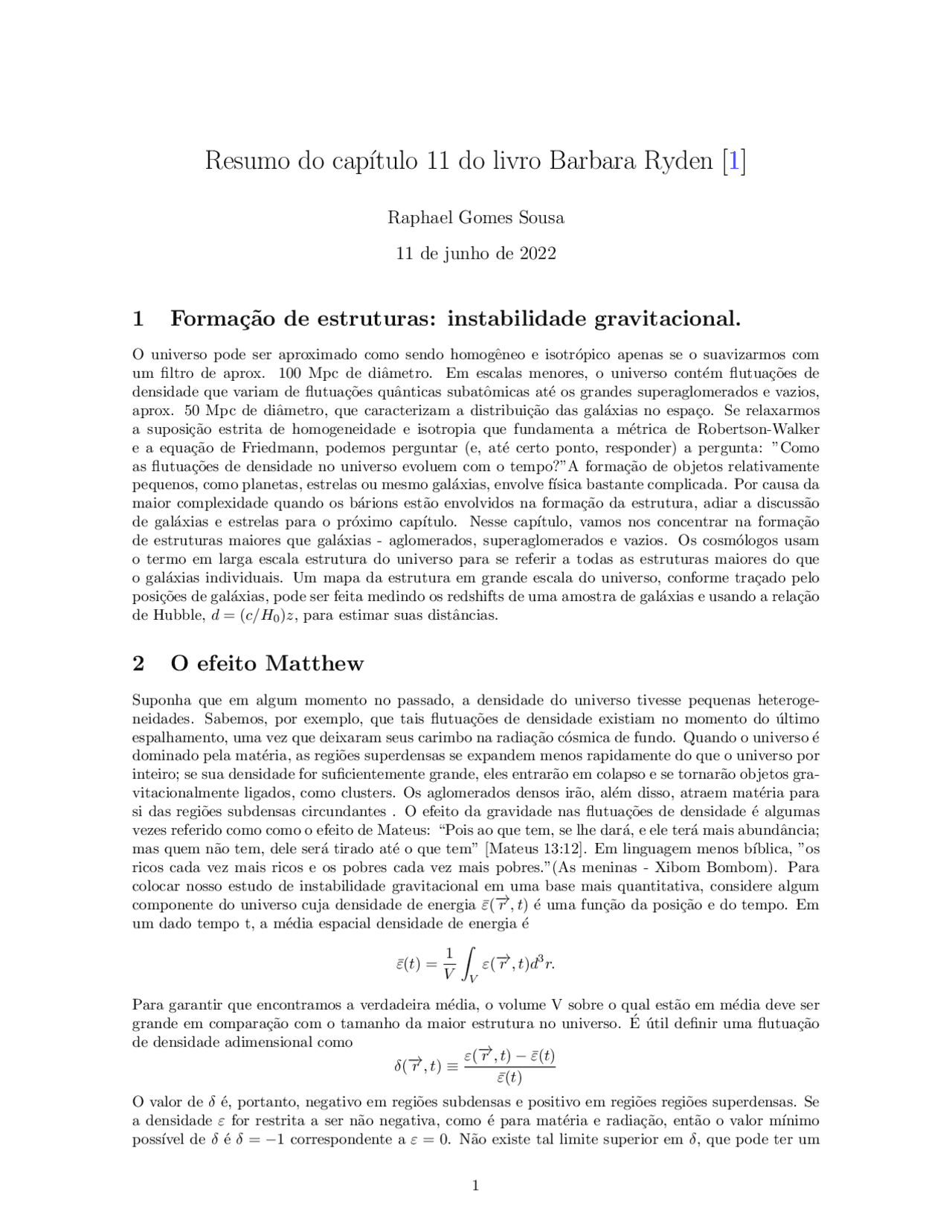 Resumo do capítulo 11 do Barbara Ryden EDIÇÃO 2 | Resumos Cosmologia ...