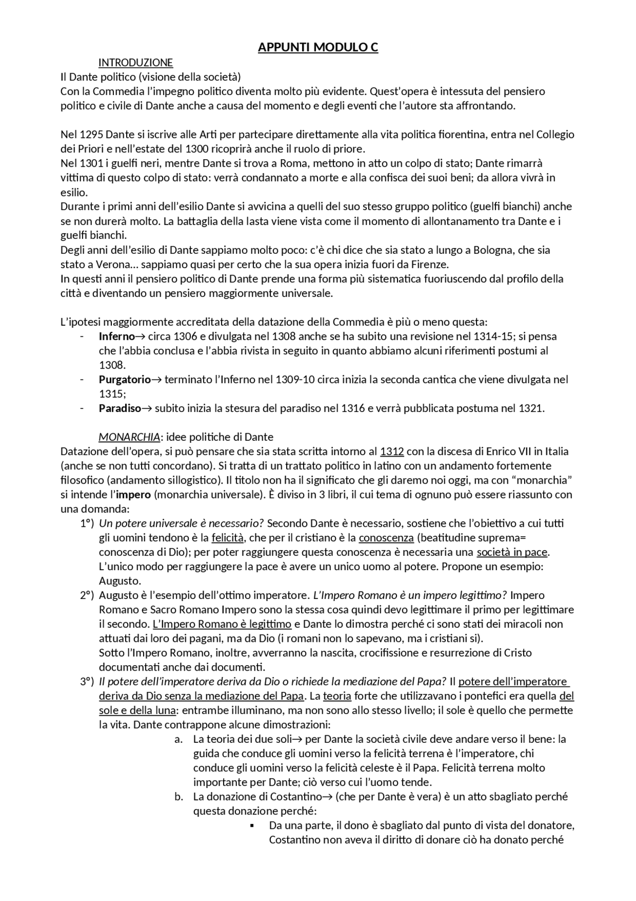 Appunti Modulo C Divina Commedia Appunti Di Letteratura Docsity