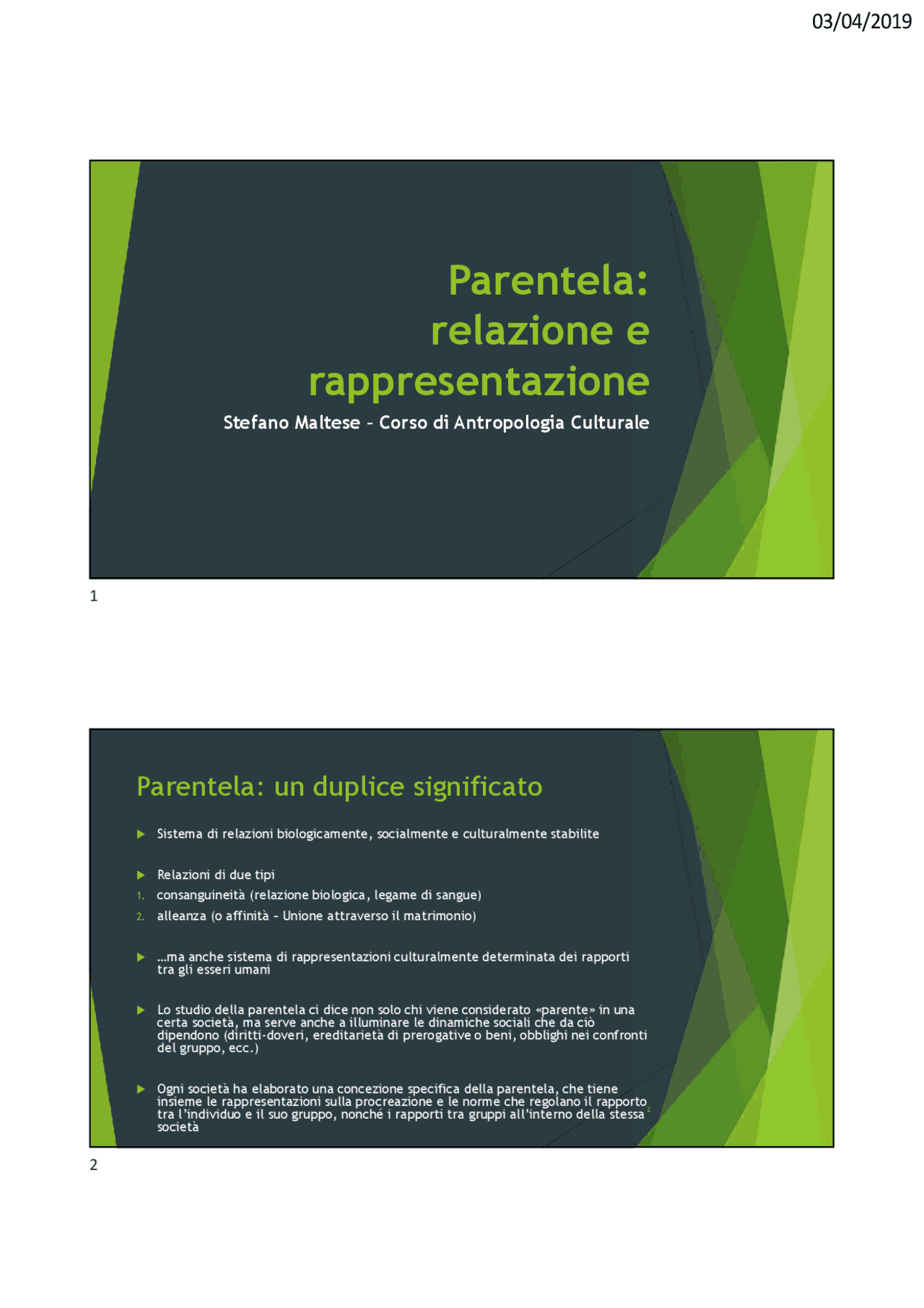 Schema Riassuntivo Principali Elementi Di Antropologia Di Genere E