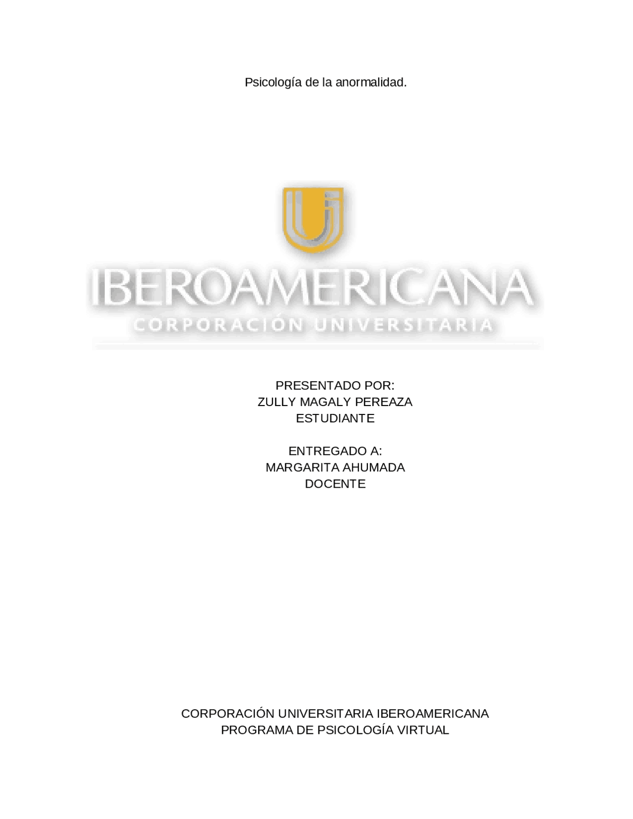 Psicología De La Anormalidad Resúmenes De Psicología Docsity