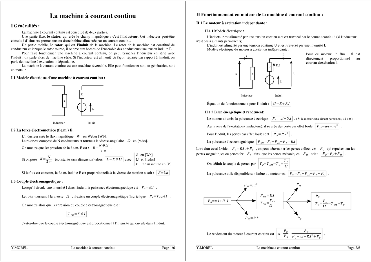 Machine à courant continu : principe, fonctionnement, exercices | Summaries Electric Machines ...