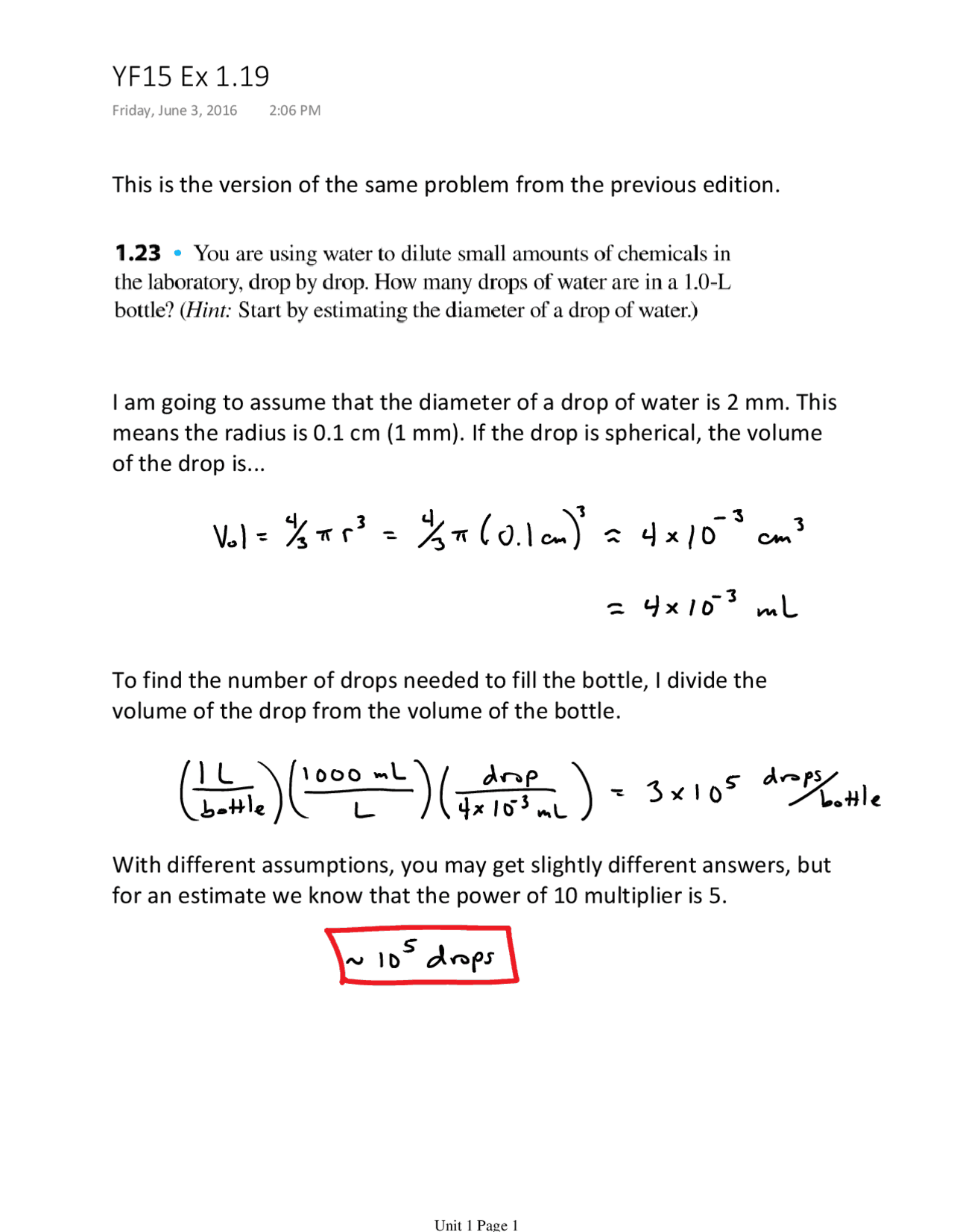 Chapters 1-4 Worked Out Problems. Prep for Exam | Exercises Physics ...