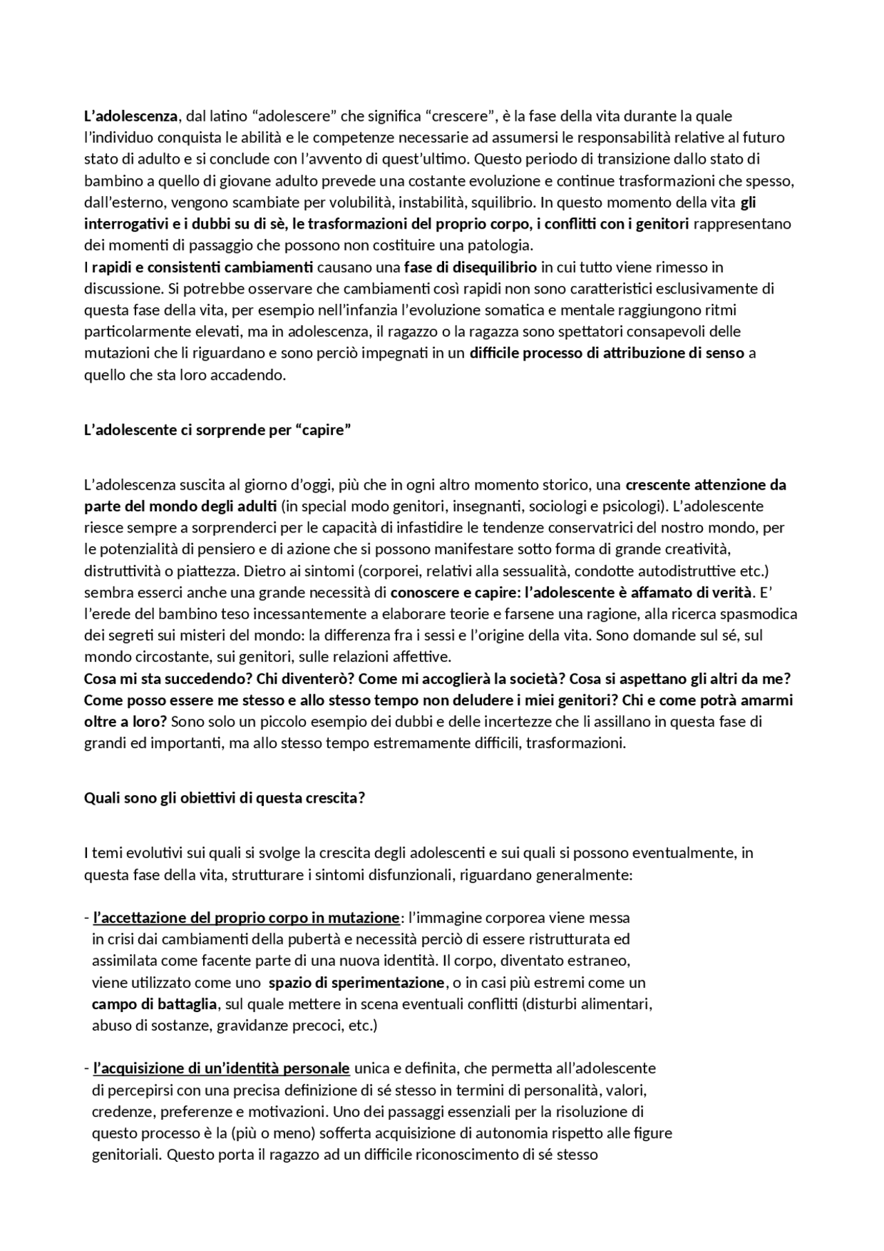 Ladolescenza Caratteri Generali Appunti Di Italiano Docsity