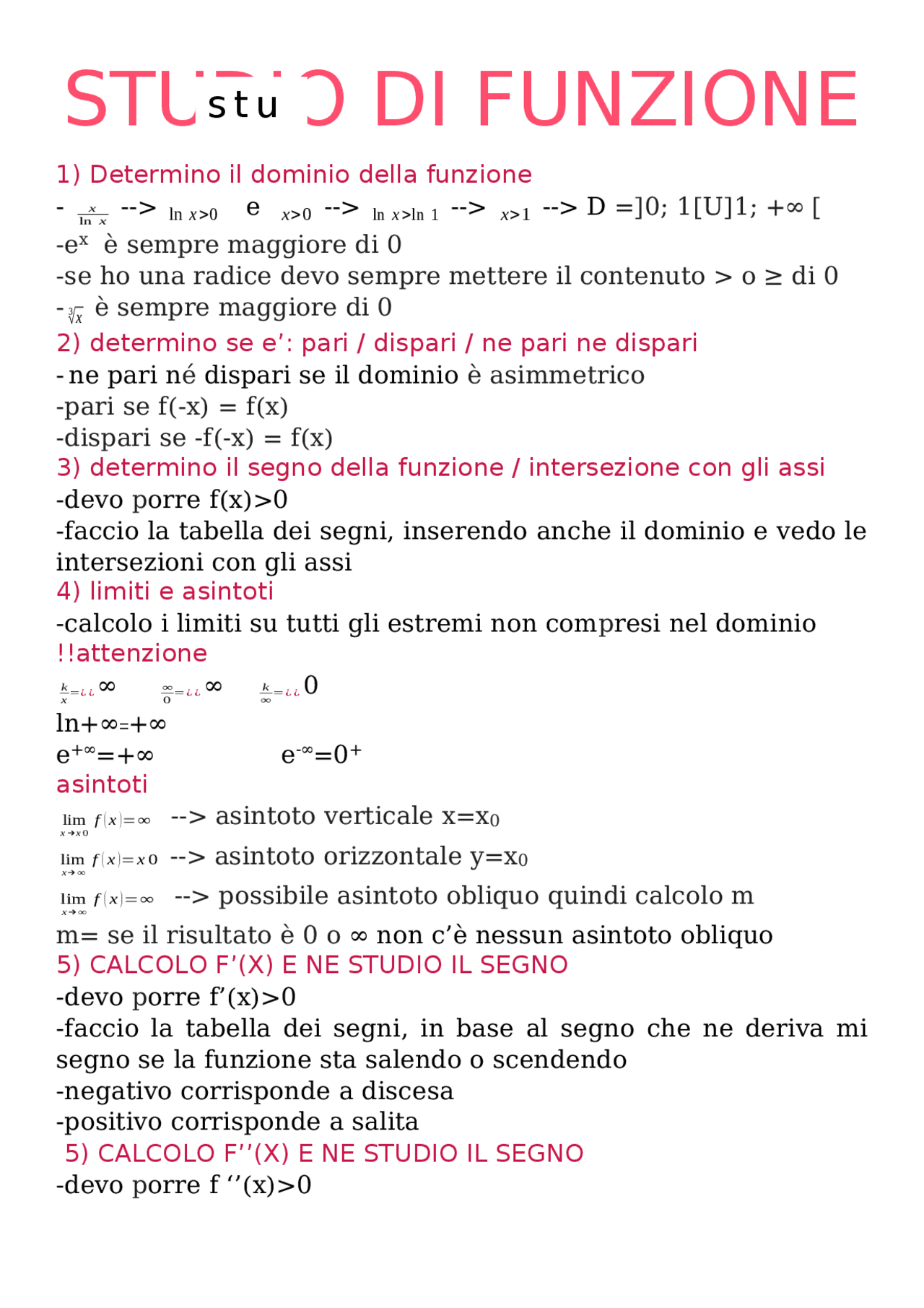 Studio di funzione matematica | Schemi e mappe concettuali di ...