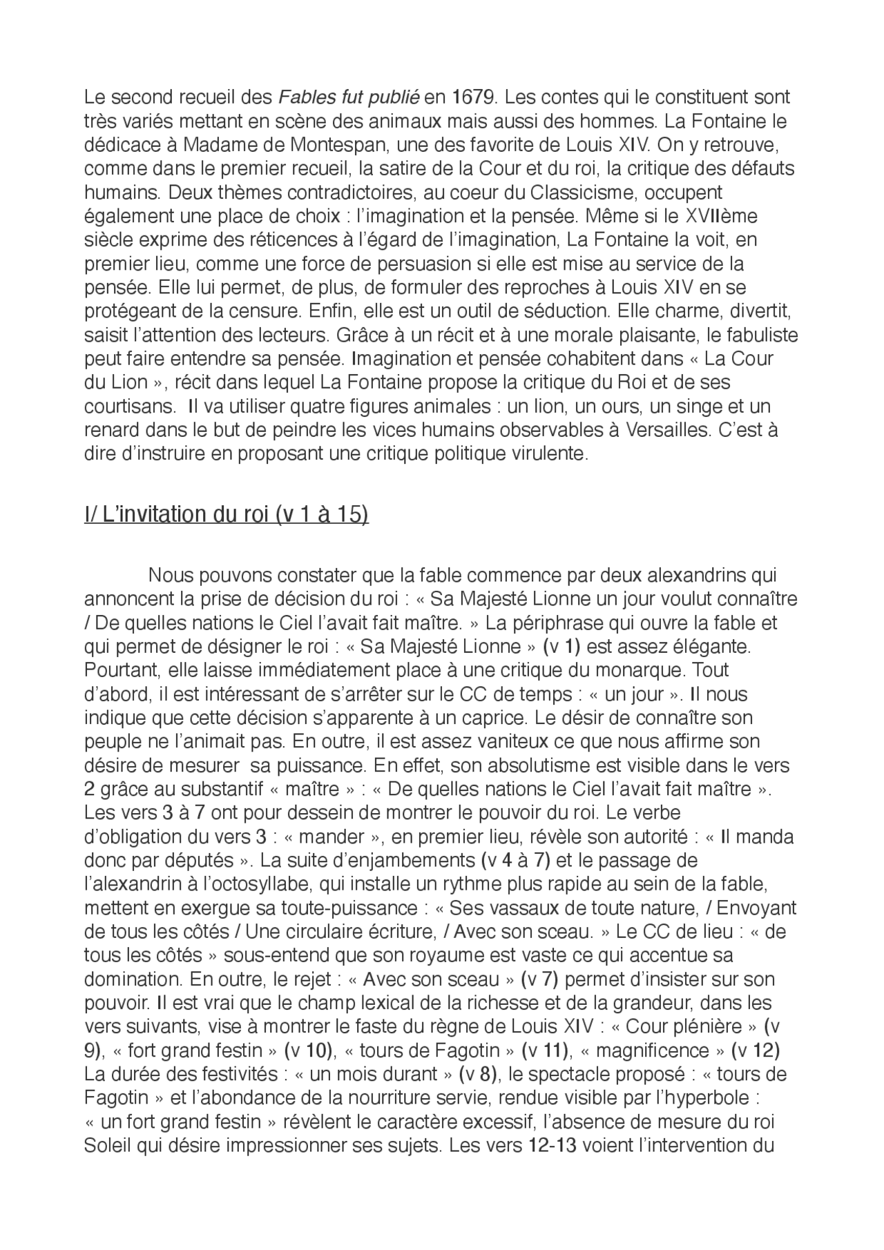 Analyse Linéaire Oral De Bac Notes Français Docsity