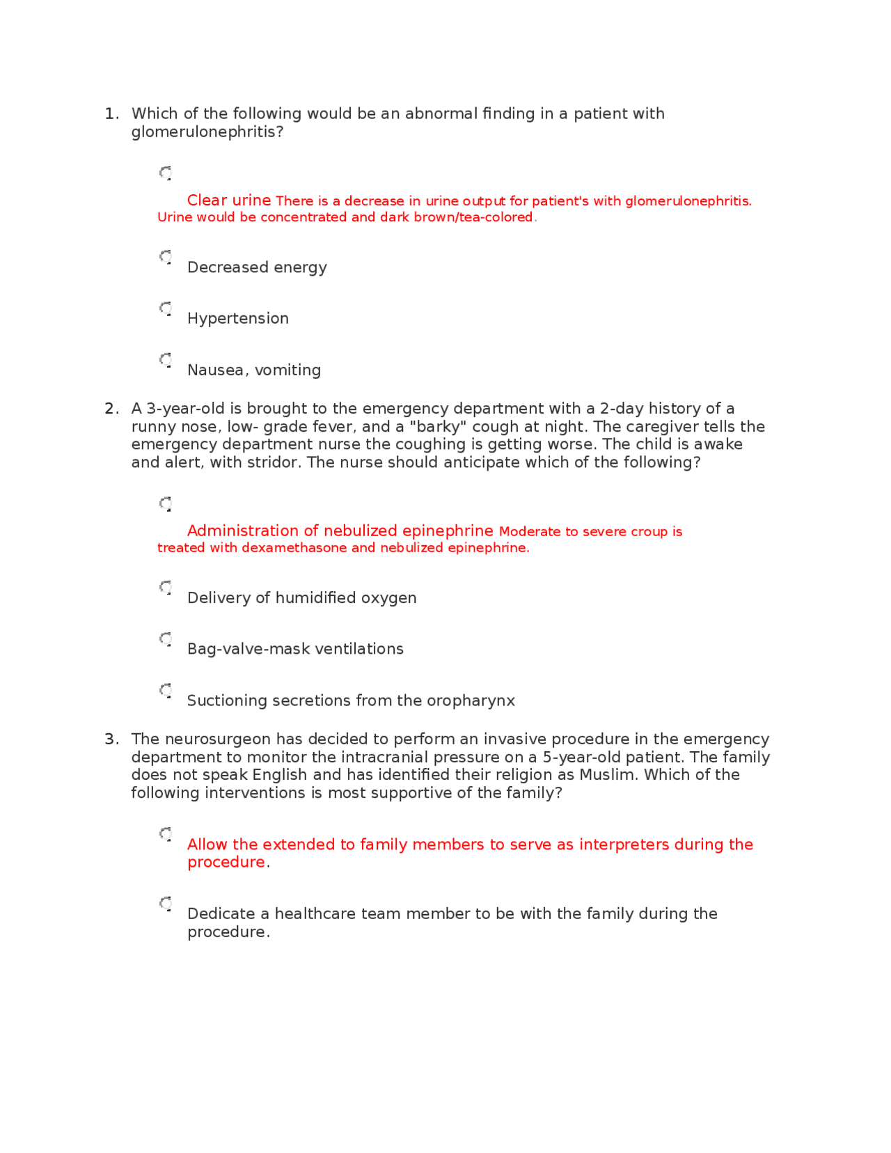 ENPC Exam Answers: Pediatric Emergency Medicine Scenarios | Exams ...