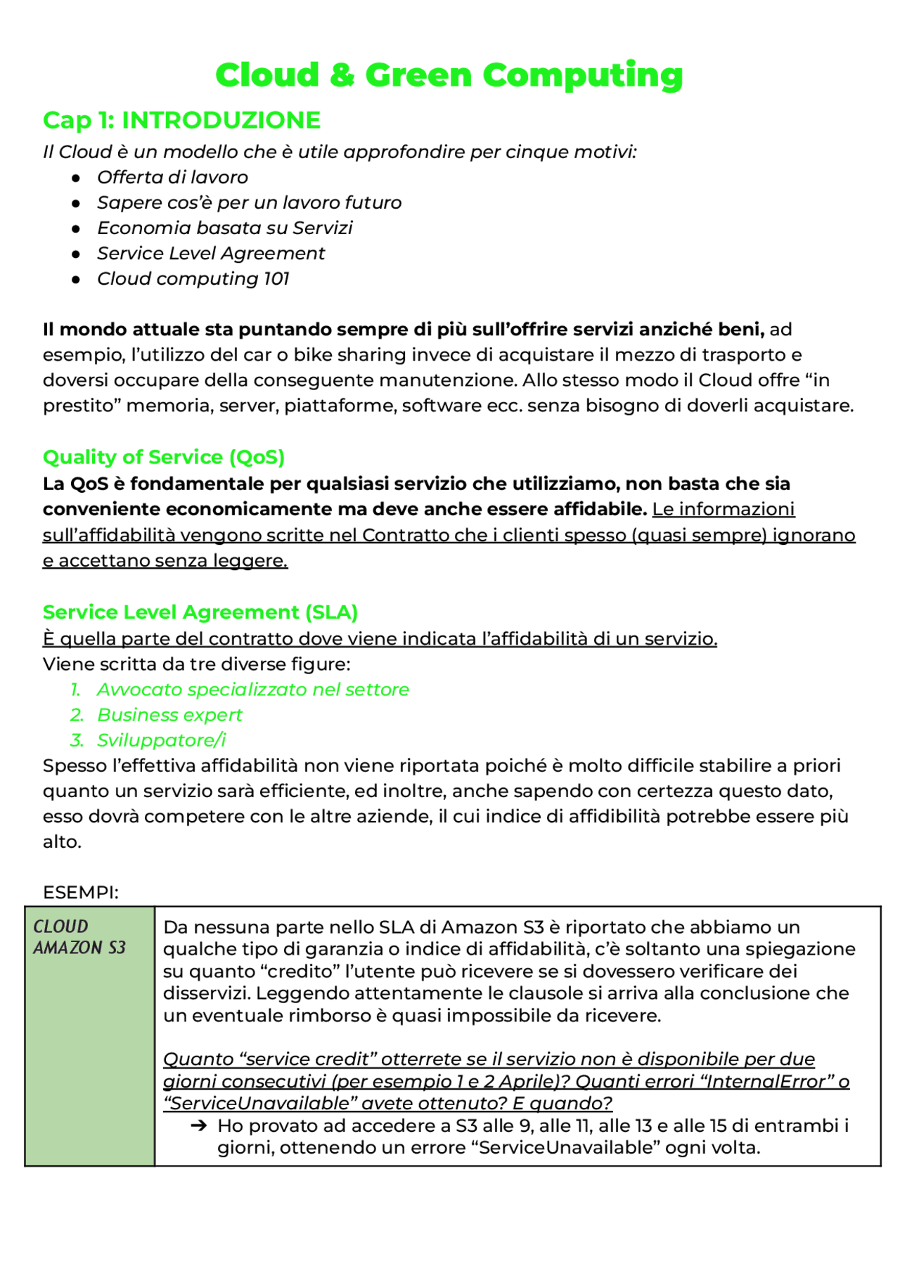 Appunti di Cloud & Green Computing | Appunti di Fondamenti di informatica - Docsity