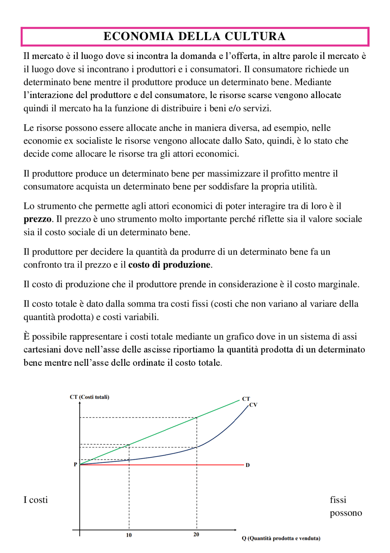 Surplus del consumatore e del produttore- economia della cultura | Appunti di Economia | Docsity