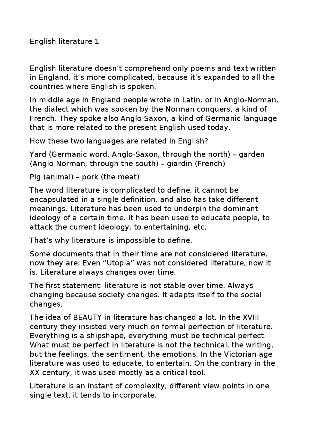 Introduction to English Literature | Slide di Letteratura Inglese | Docsity